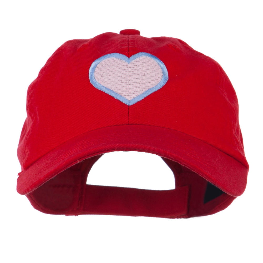 Heart with Outline Embroidered Cap - Red OSFM - Walmart.com