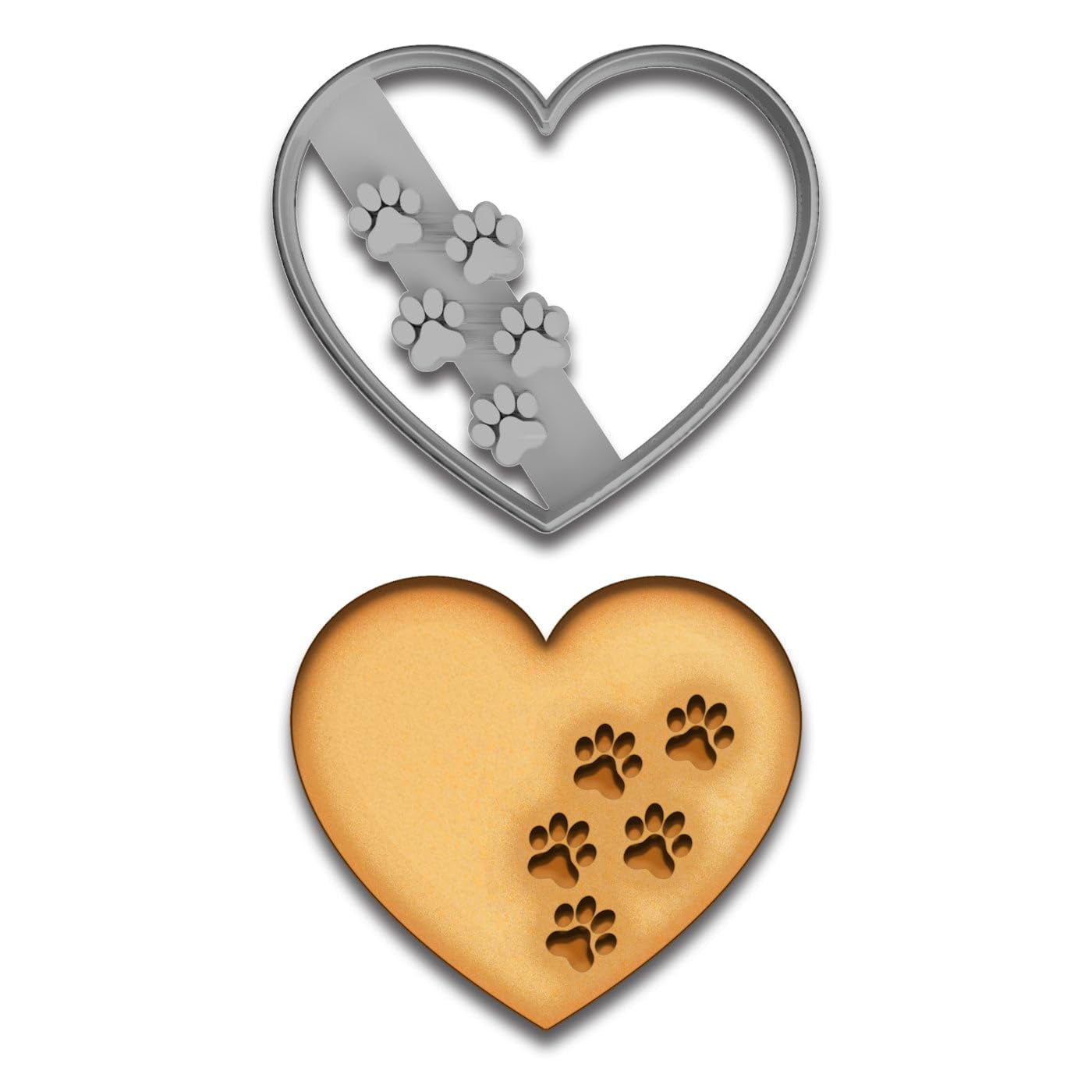 Heart with Paw Prints Cookie Cutter - 4x3.55 Inches, Perfect for Pet ...