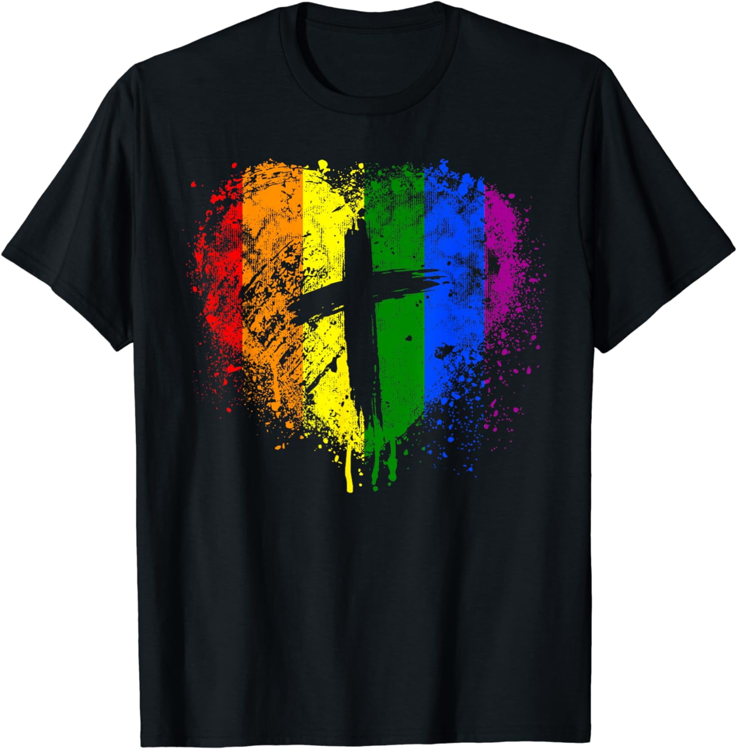 Heart with cross, Gay Pride, Christian religious T-Shirt - Walmart.com