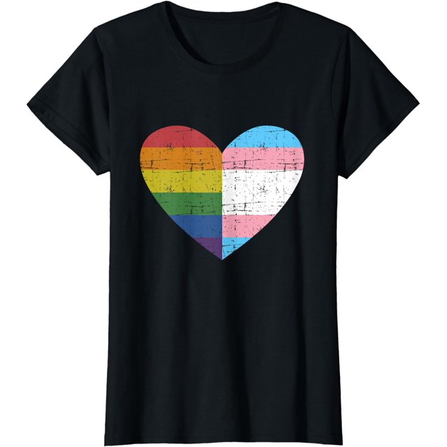 Heart with rainbow and transgender flag for pride month T-Shirt ...