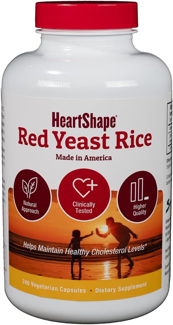 HeartShape Red Yeast Rice 240 Count Vegetarian Cholesterol Support ...
