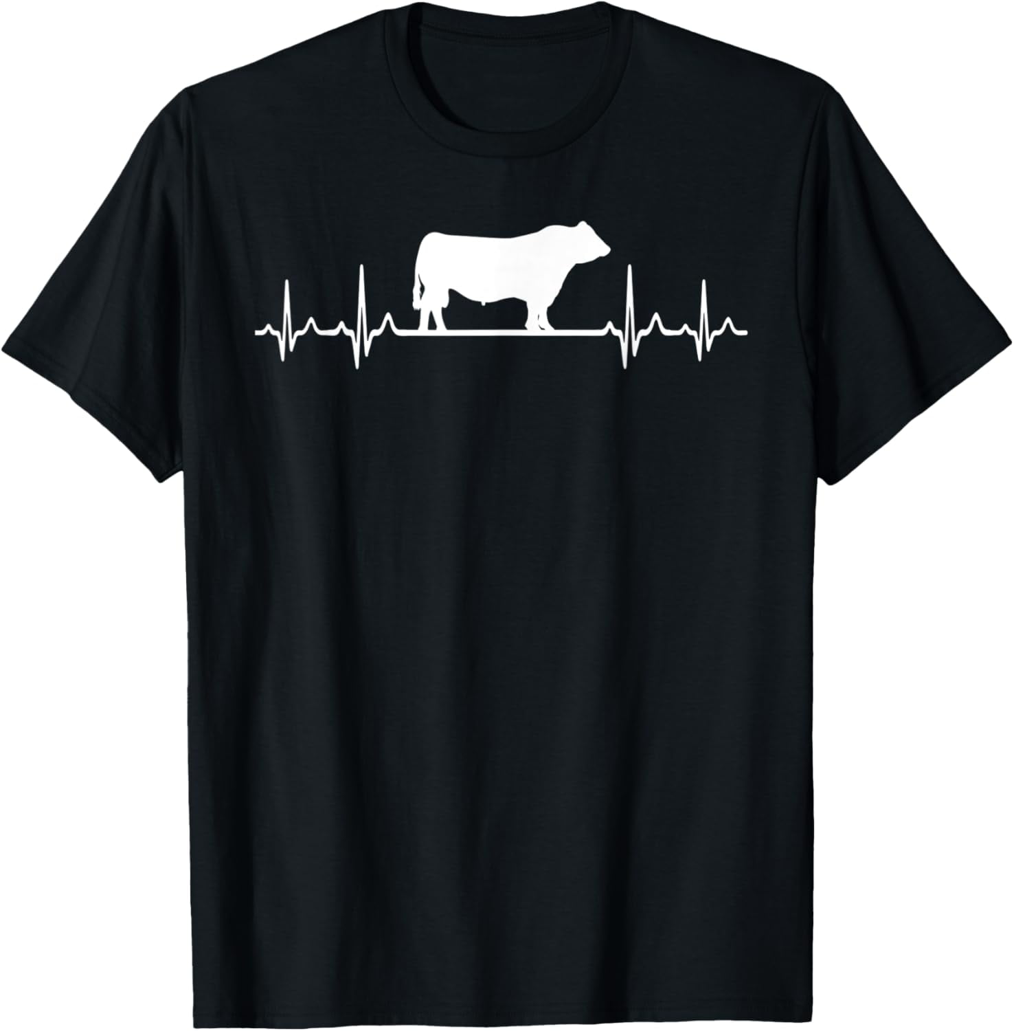 Heartbeat ECG Pulse - Cow Black Angus Rancher T-Shirt - Walmart.com