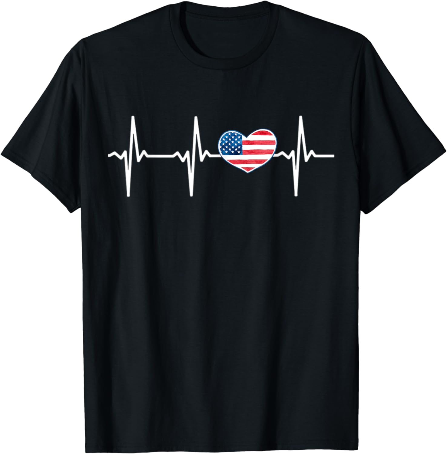 Heartbeat EKG America Heart Love Patriotic 4th of July T-Shirt ...