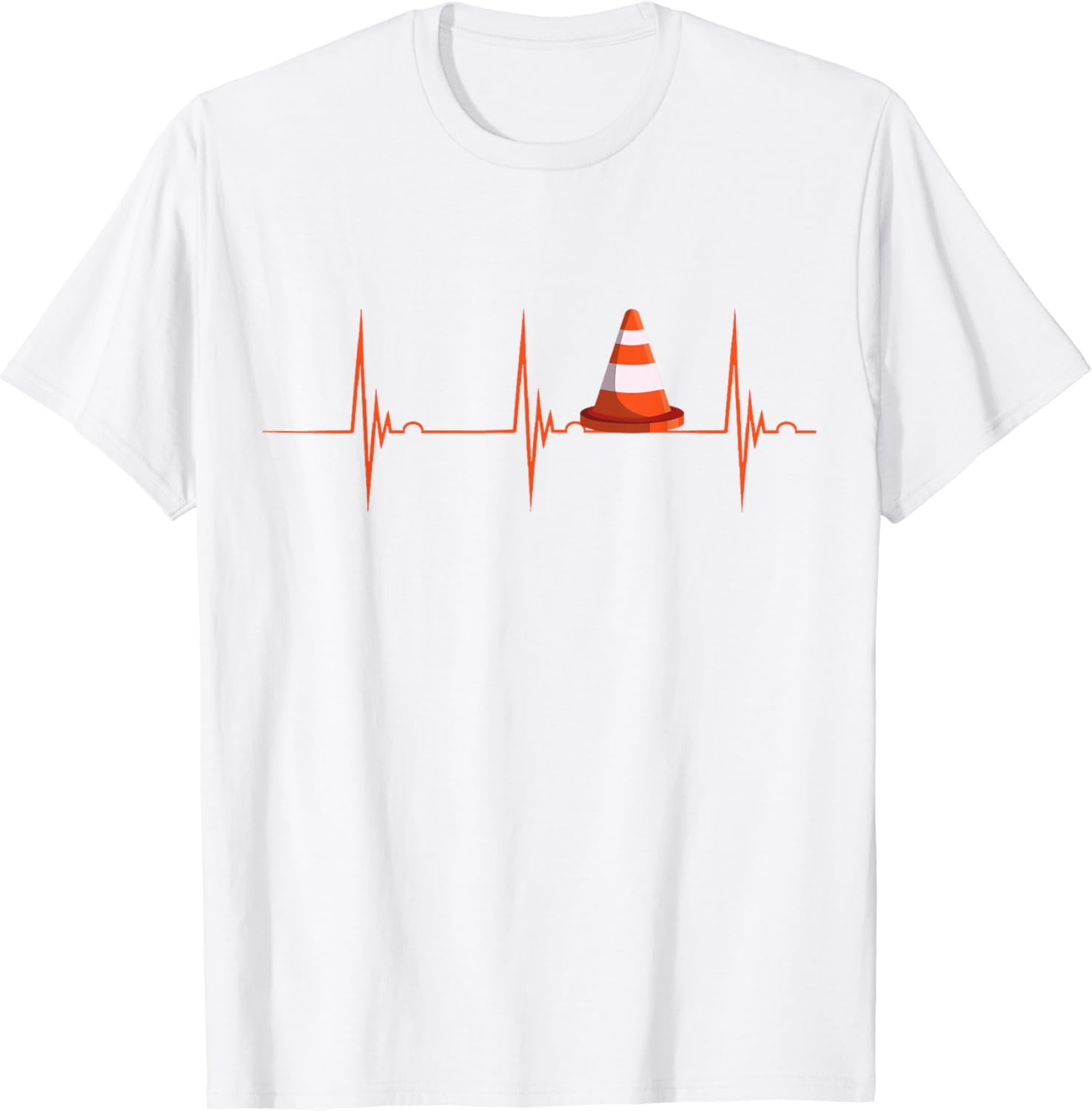 Heartbeat EKG Pulse Construction Safety Cone Traffic Cone T-Shirt100 ...