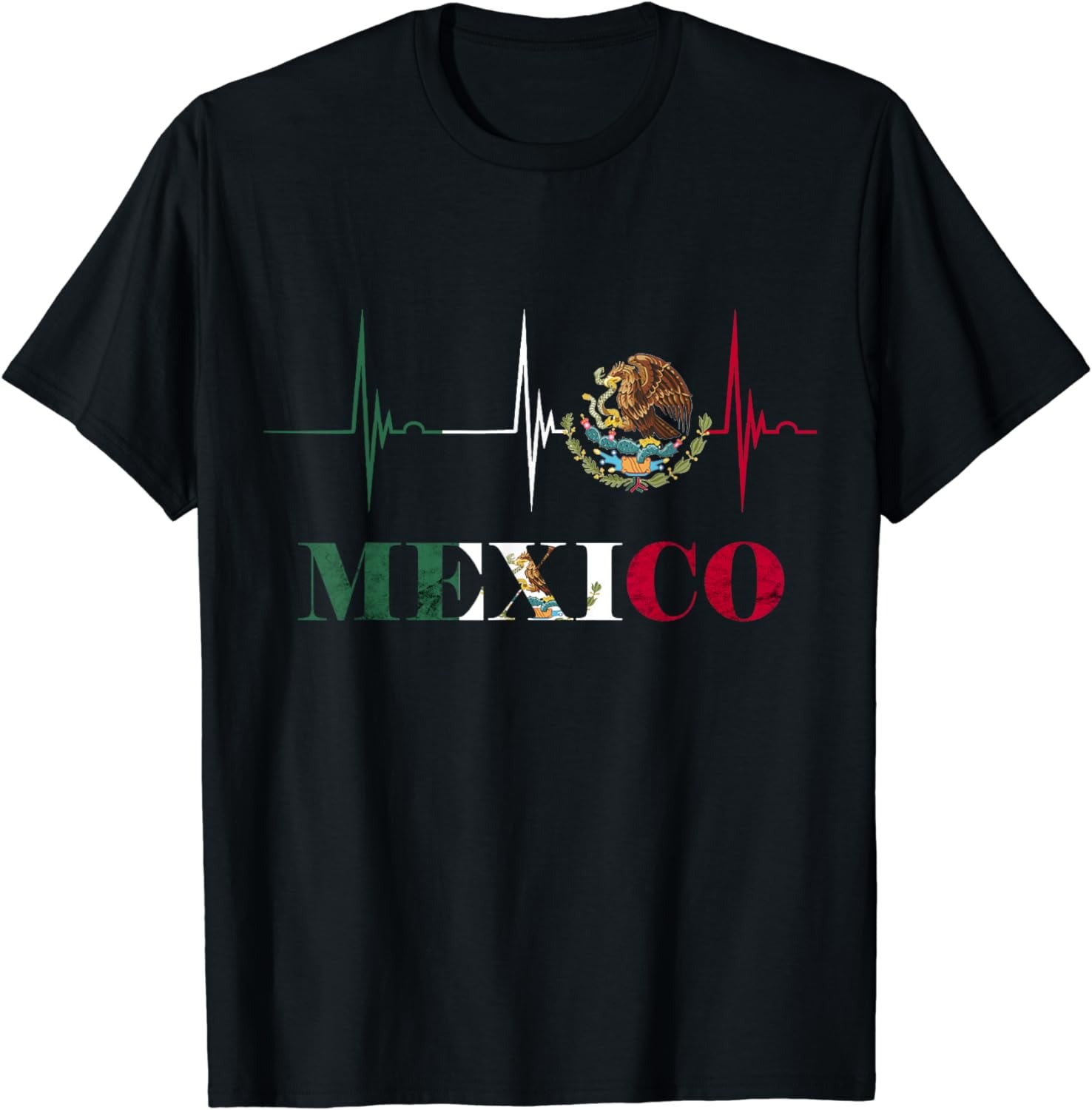 Heartbeat EKG Pulse Mexico Emblem Mexico Flag Mexican Pride T-Shirt - Walmart.com