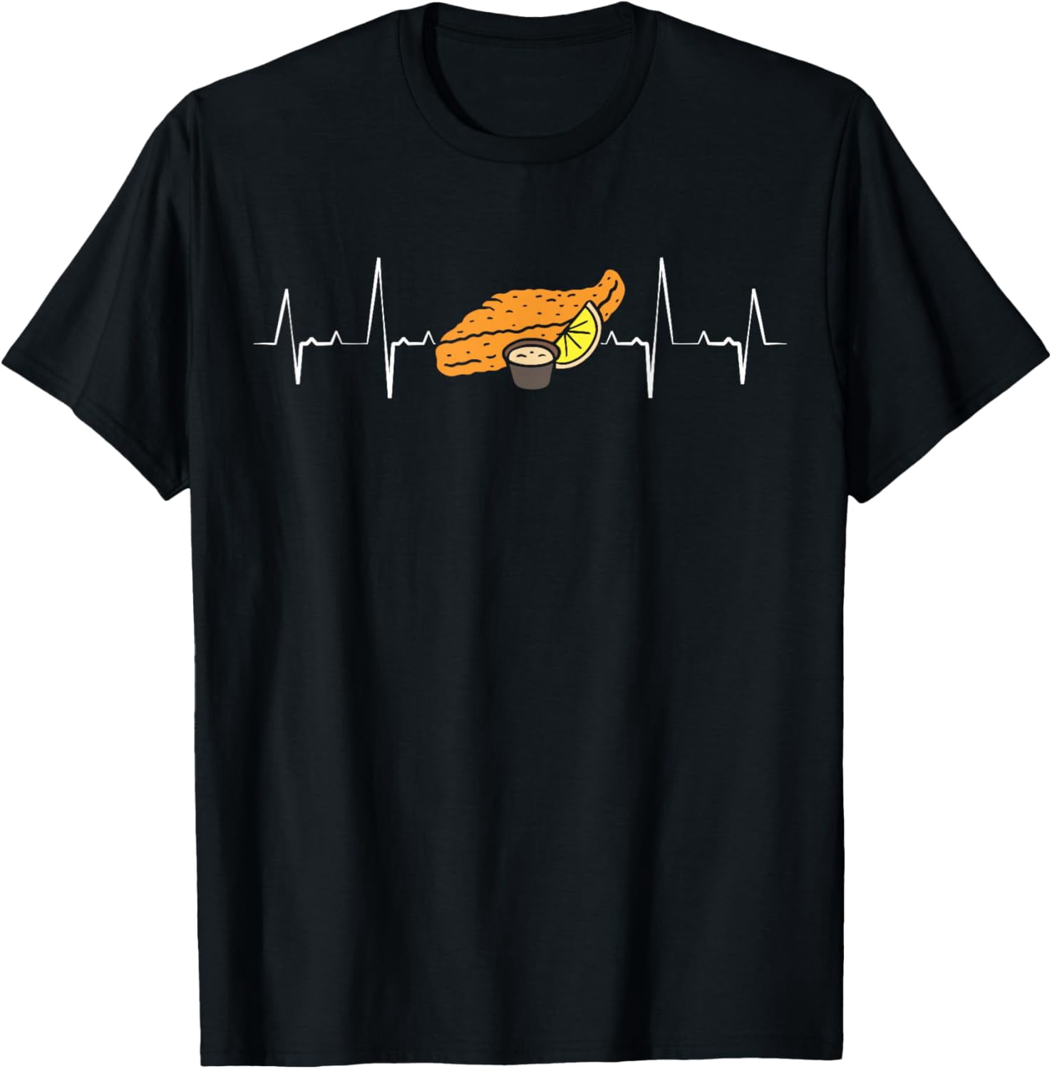 Heartbeat Heart Line Heart Rate Fish Fry Fried Fish T-Shirt - Walmart.com