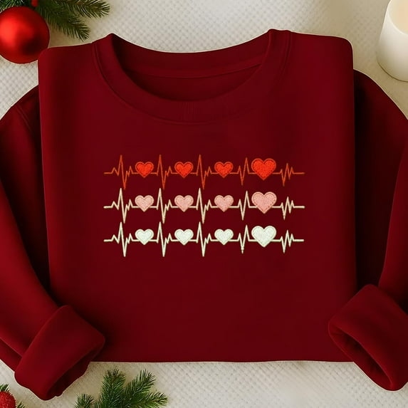 Heartbeat Love Valentine Embroidery , Couple Matching Machine ...