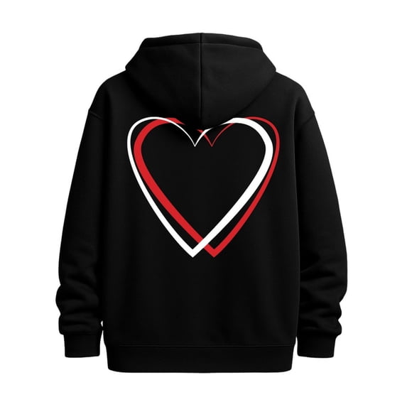 Heartbeat Love graphic hoodies for men polyester black Regular Fit ...