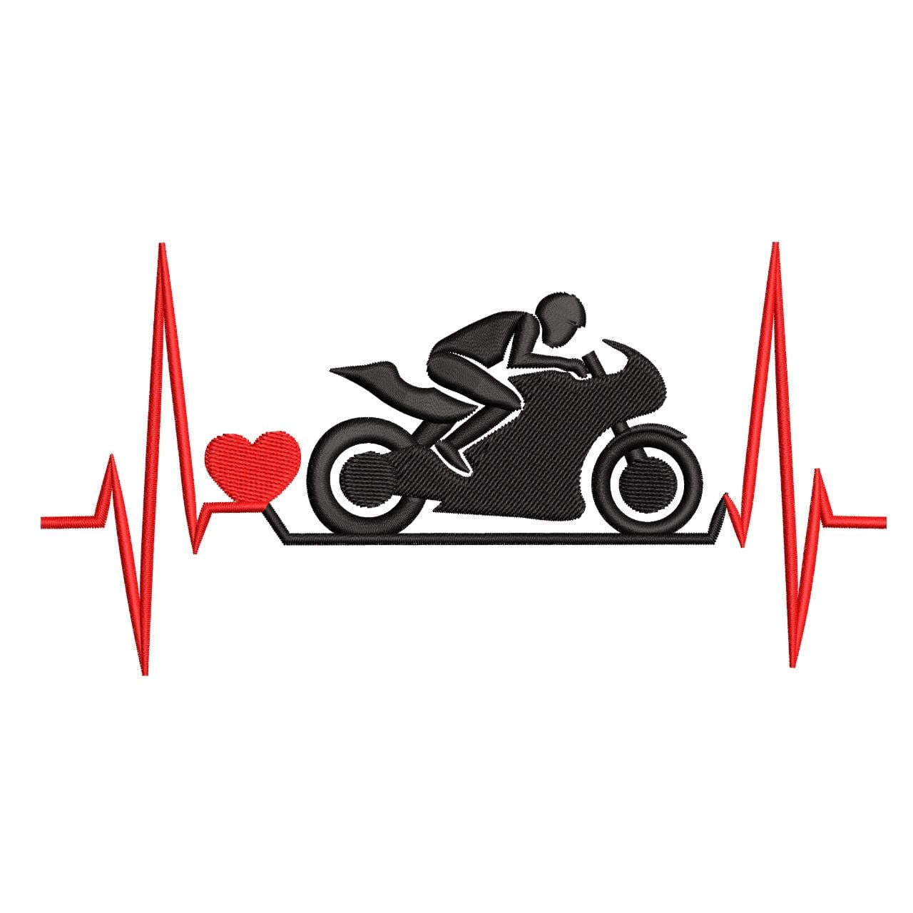 Heartbeat Motorcycle Rider – Sporty Embroidery Design - Walmart.com