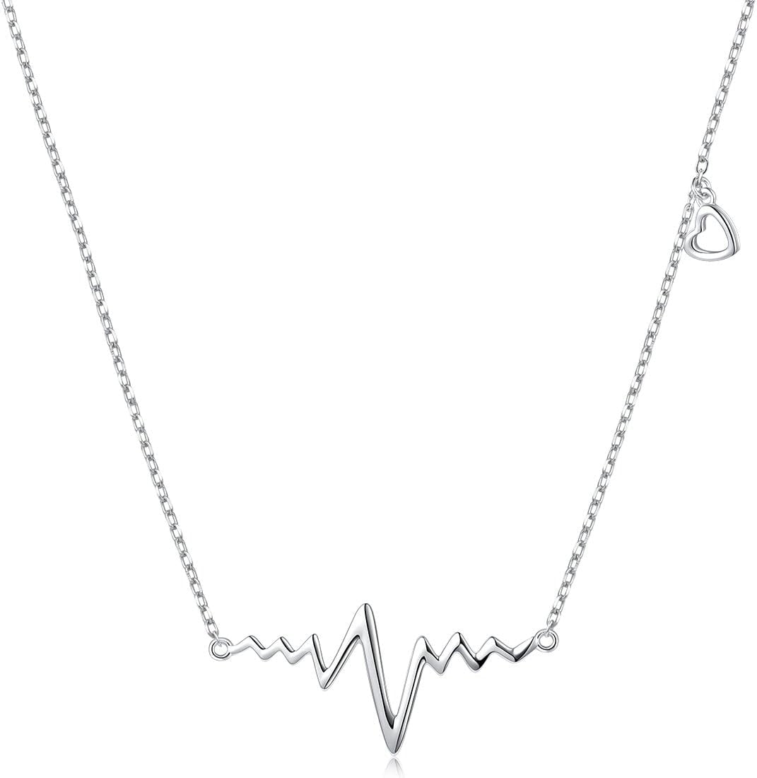 Heartbeat Necklace 925 Sterling Silver Cute Cardiogram Life Line EKG ...