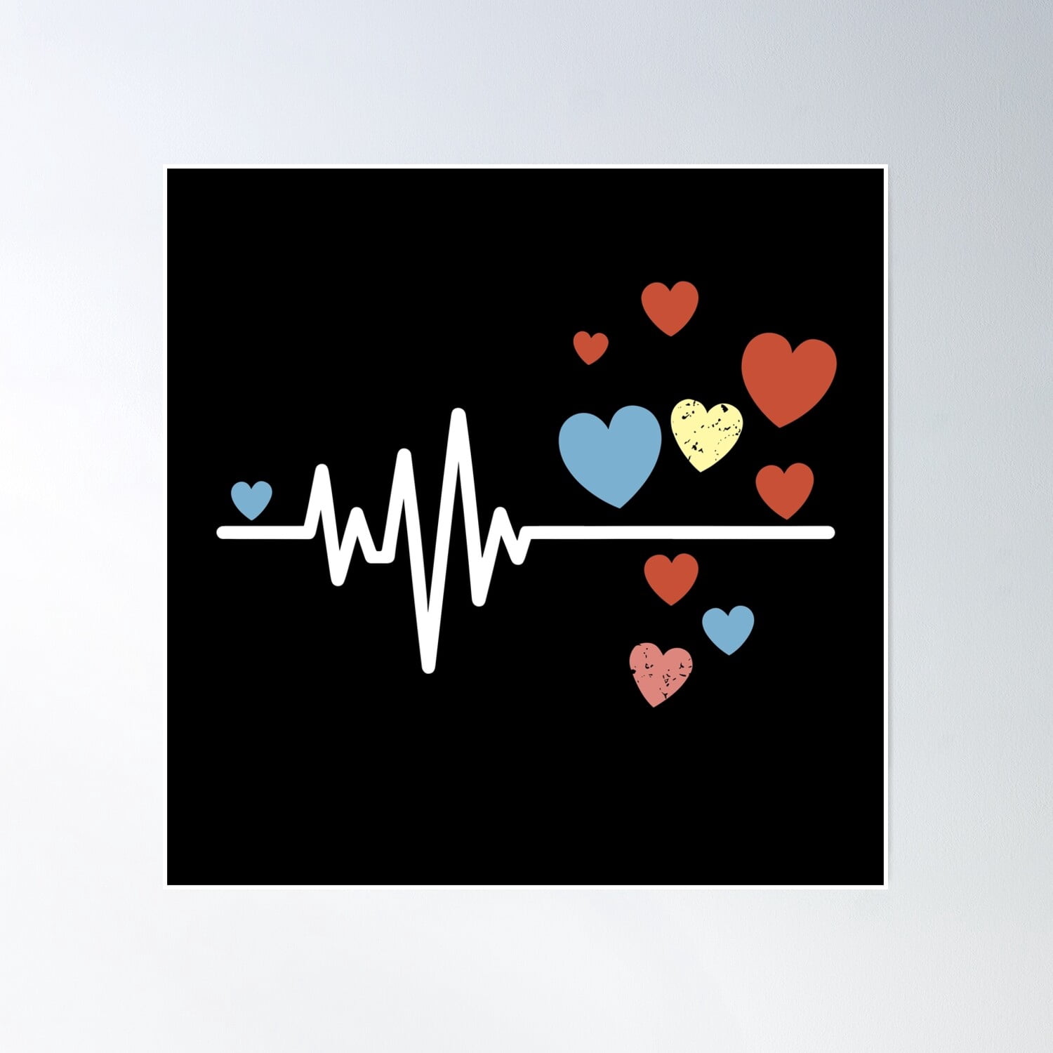 Heartbeat Of Love, Heart Ekg Poster Wall Art, Modern Wall Decor, 24x24 ...