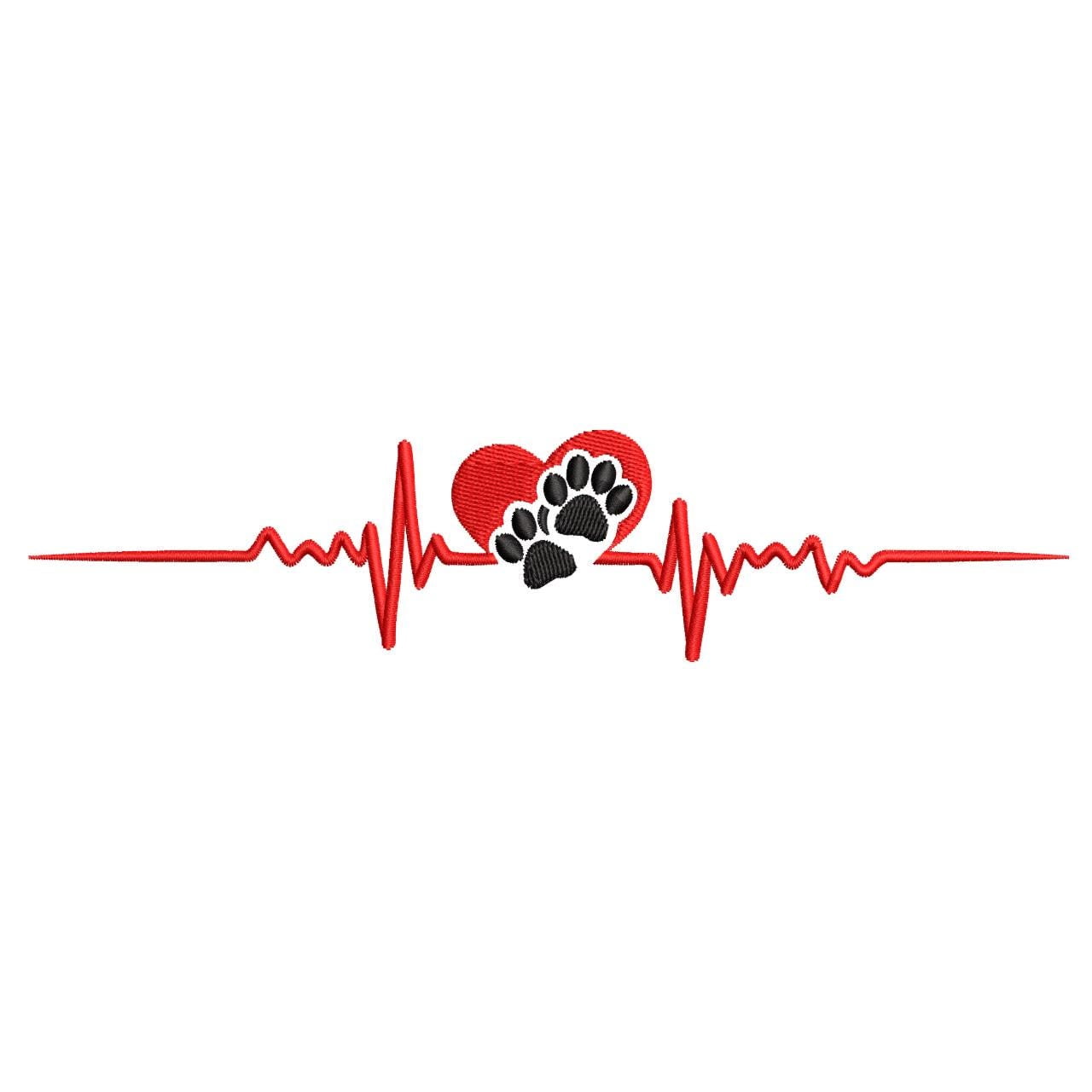 Heartbeat Paw Print Embroidery Design– Pet Lover Embroidery DesignFile ...