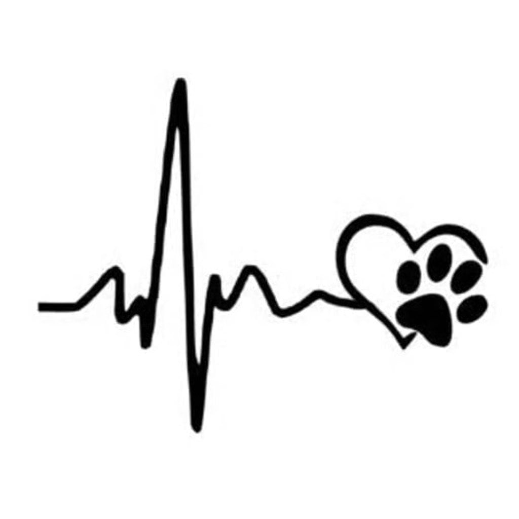 Heartbeat Paw Print Vinyl Decal 4 Inch Black Dog Cat Lover Sticker ...