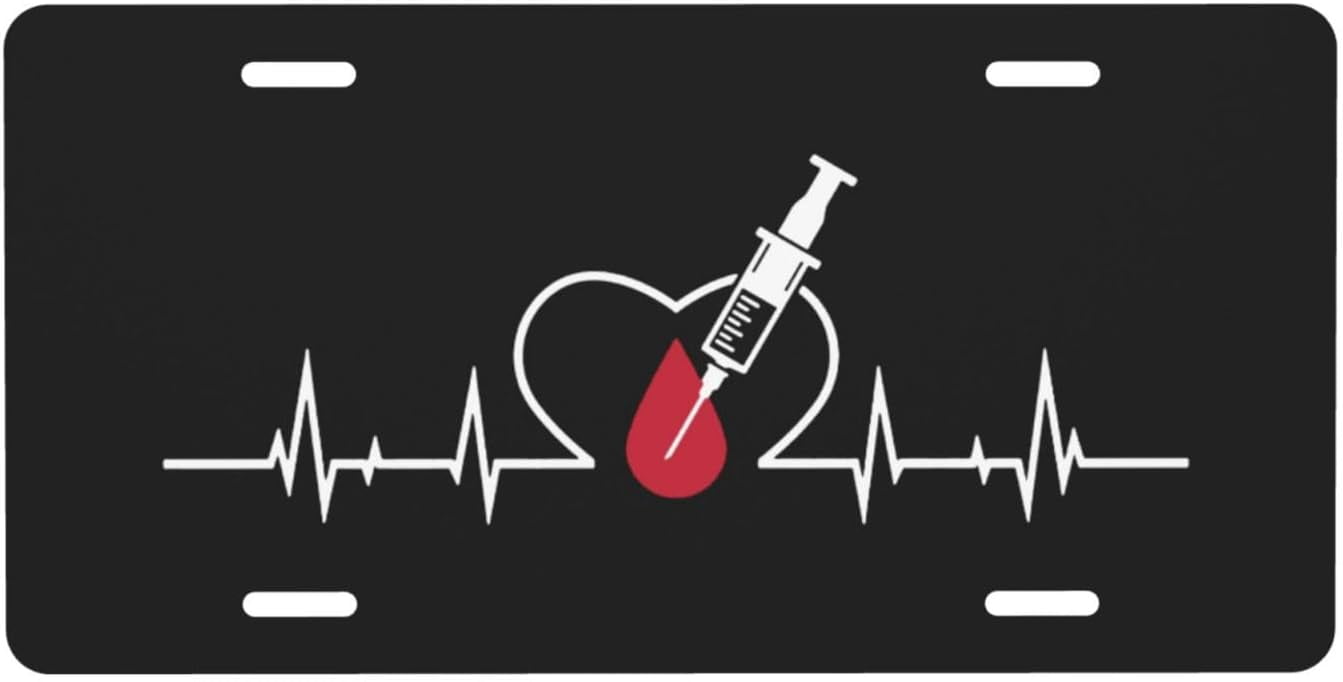 Heartbeat Phlebotomist Phlebotomy Syringe Blood Full License Plate 6" x ...