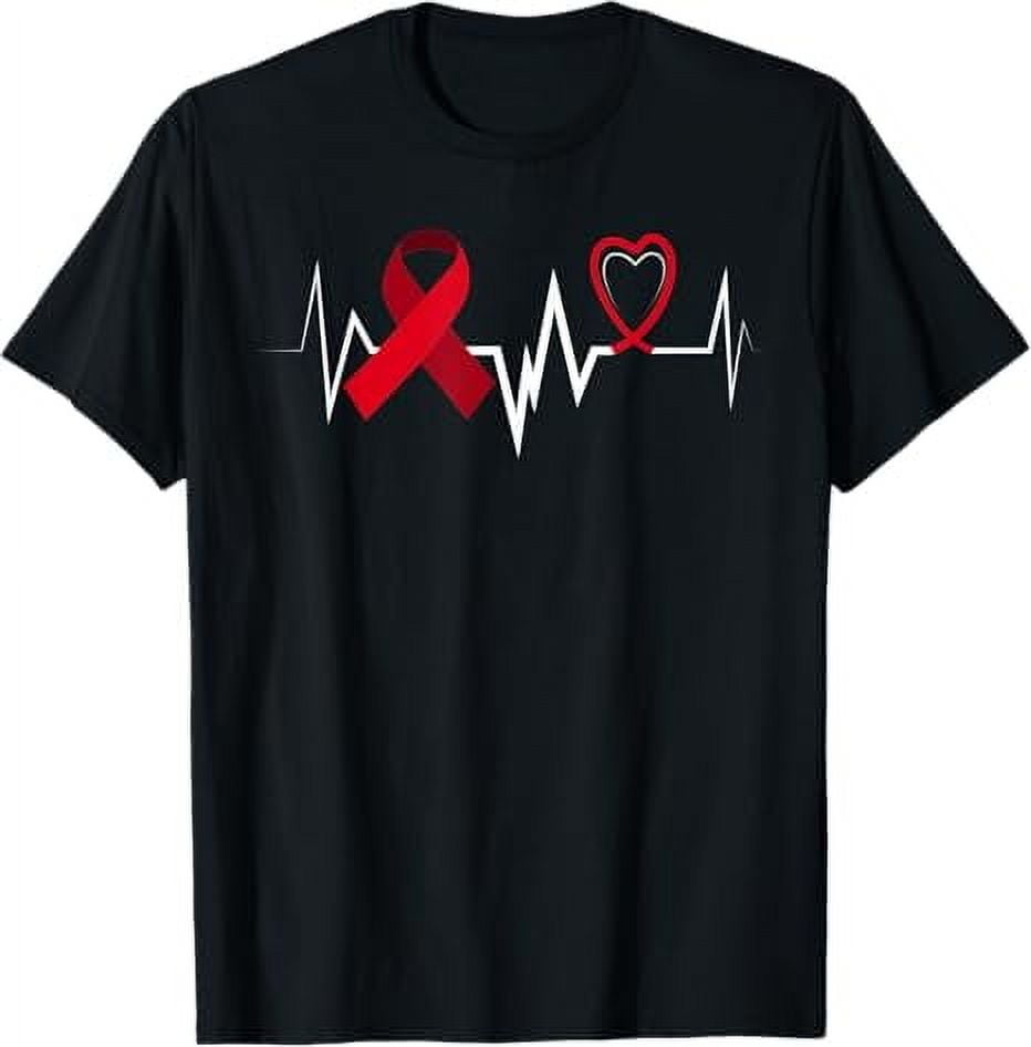 Heartbeat SCD Anemia Burgundy Ribbon Sickle Cell Anemia T-Shirt ...