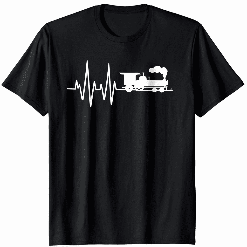 Heartbeat Train T-Shirt Train Lover Pulse Line Graphic Tee - Walmart.com