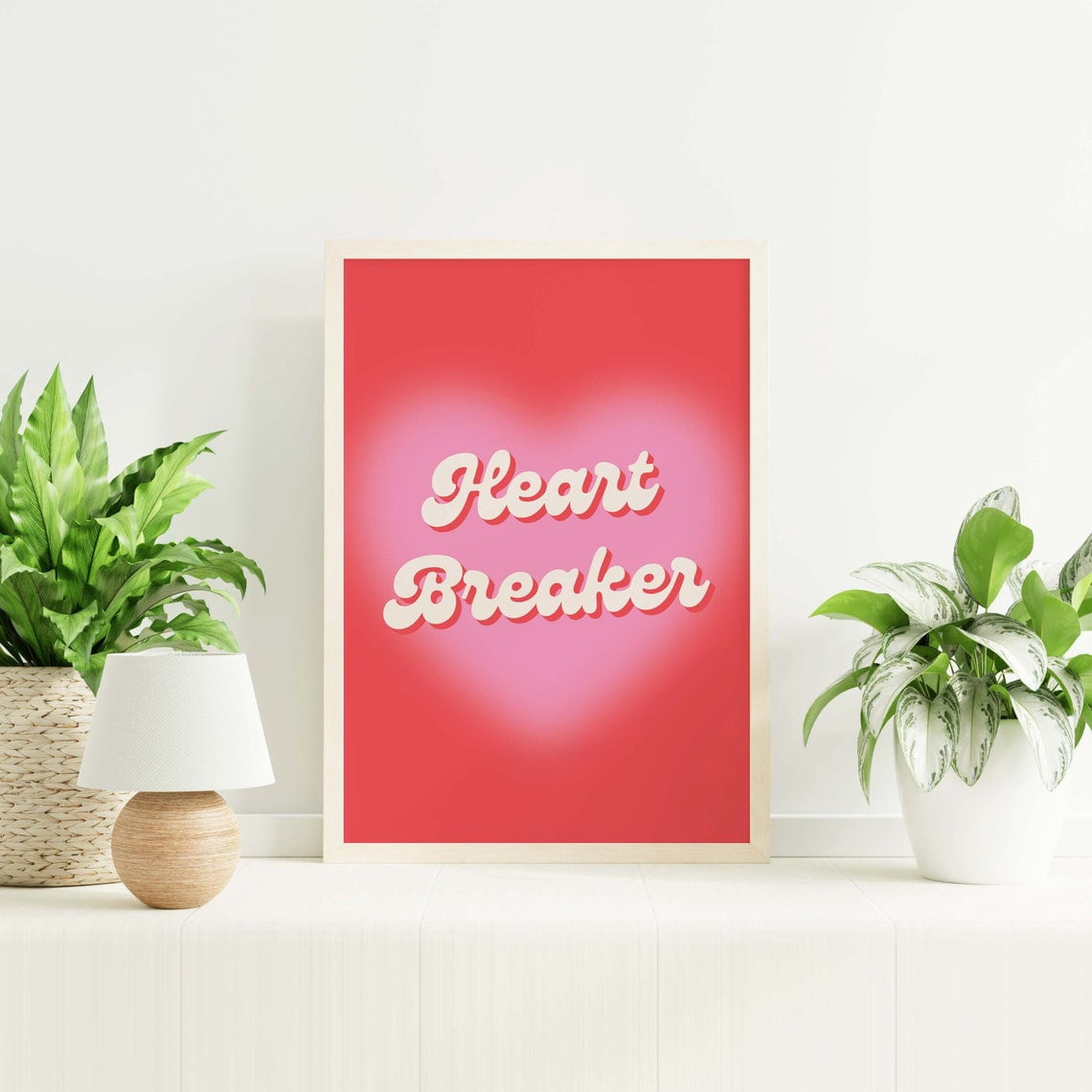 Heartbreaker Poster Cute Red Heart Retro Valentine S Wall Art Trendy ...