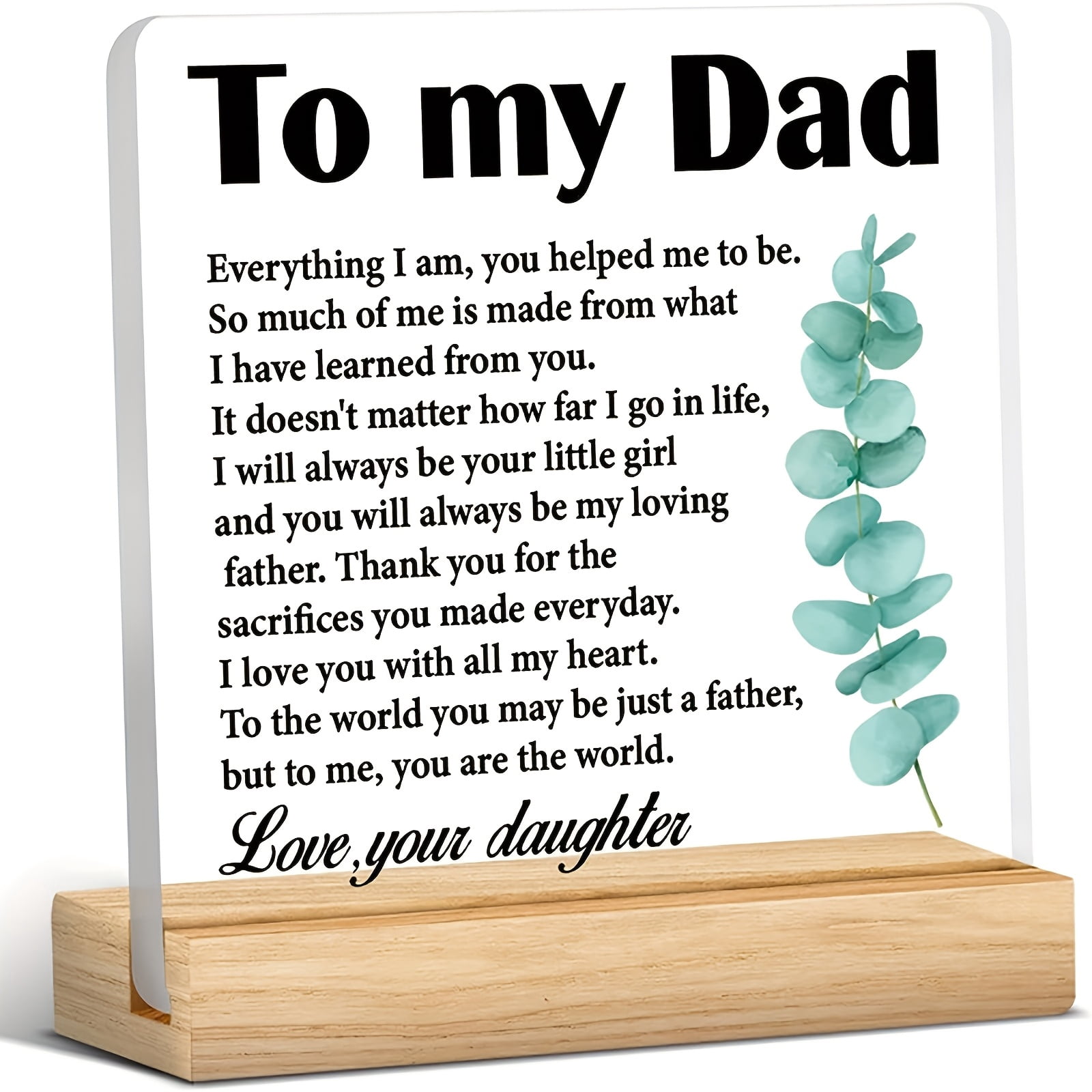 Heartfelt Acrylic Desk Plaque for Dad "to My Dad" "Love Your Daughter ...