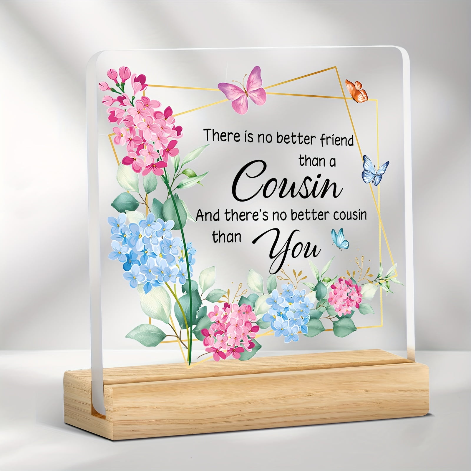 Heartfelt Cousin Tribute Acrylic Plaque with Wooden Base - Colorful ...