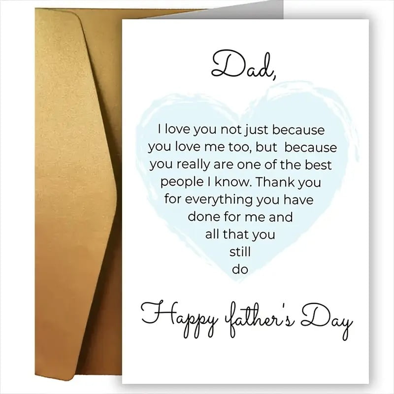 Heartfelt Father's Day Card - Blank Inside with Gold Envelope - Perfect ...