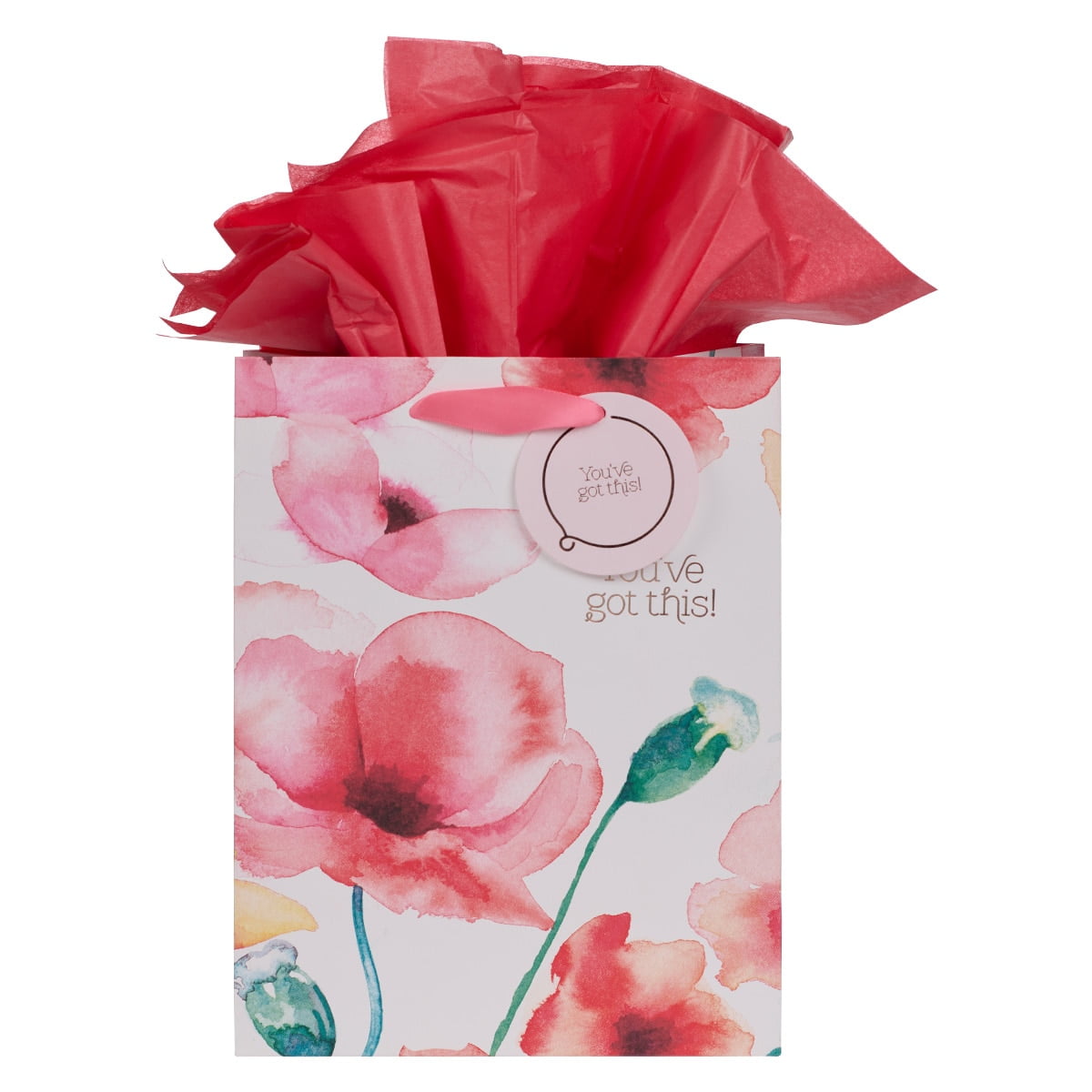 Heartfelt Gift Bag Set w/Tissue Paper You've Got This Floral Design ...