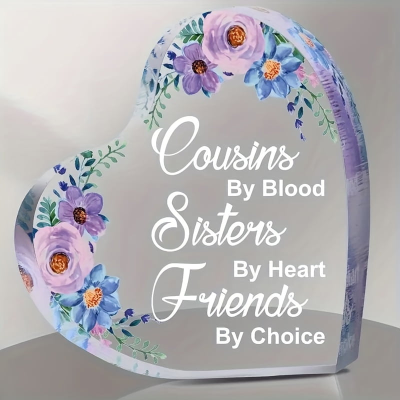 Heartfelt Gift For Cousin - Acrylic Heart Sign Plaque With Vibrant ...