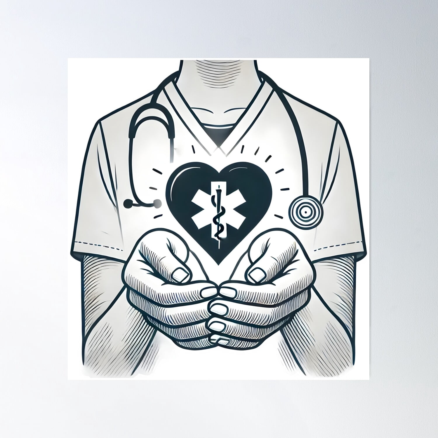 Heartfelt Healthcare Worker Illustration With Medical Symbol Poster ...