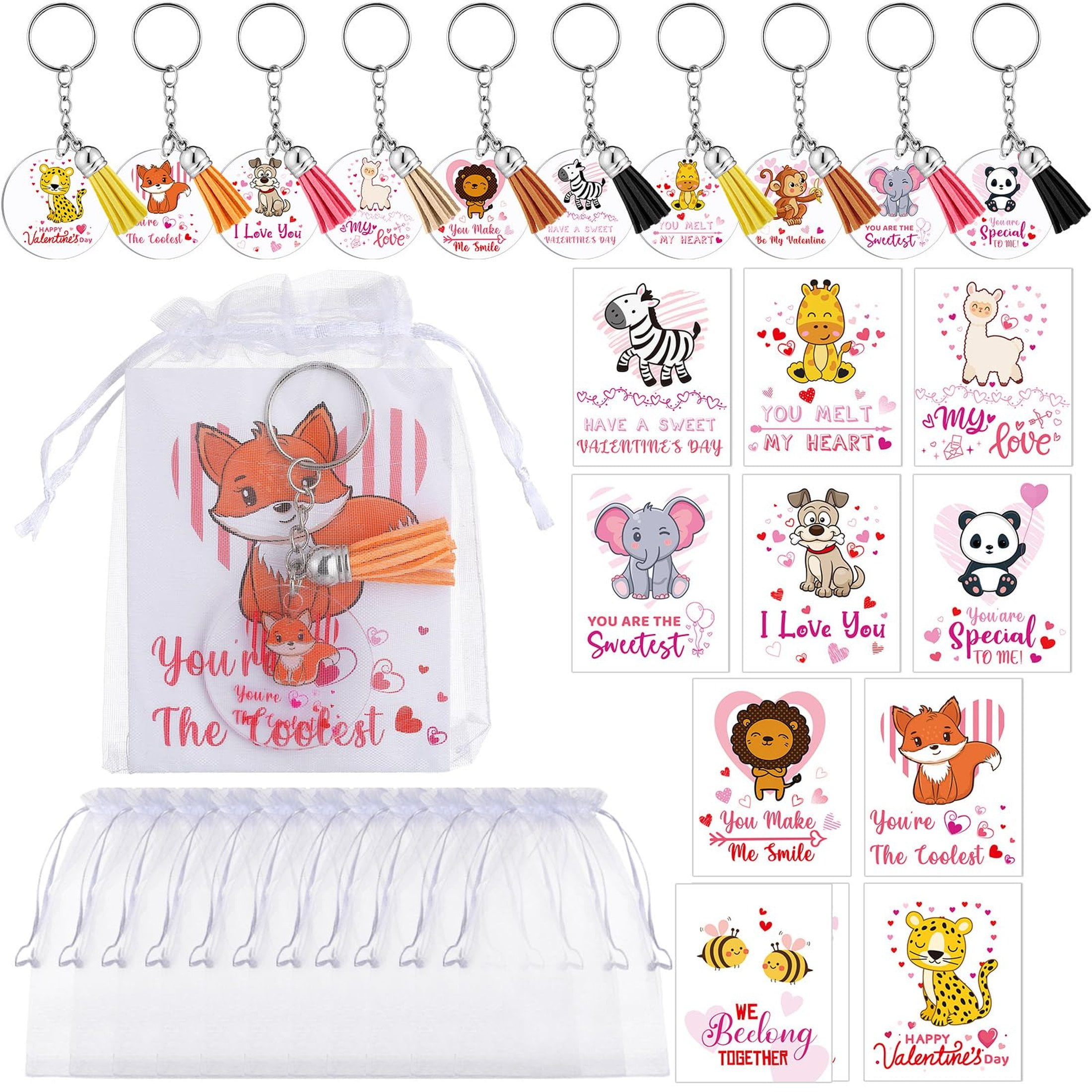 Heartfelt Keepsake Keychain Set - 30 Pack of Valentine's Day Kids Cards ...
