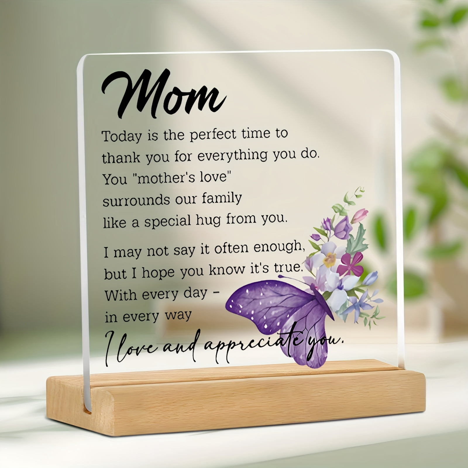 Heartfelt Mother's Day Gift - Wooden Framed Acrylic Plaque with ...