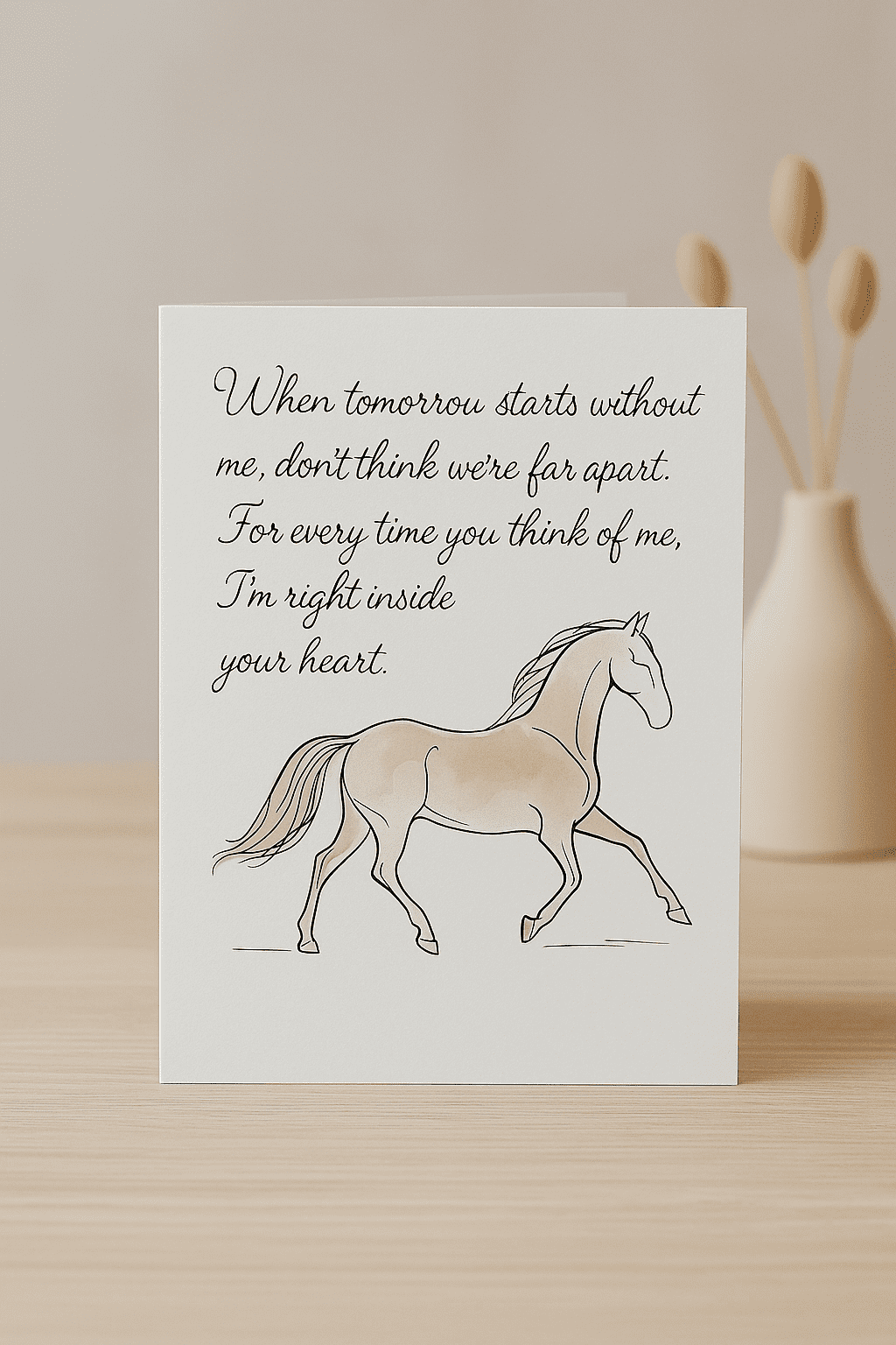 Heartfelt Sympathy Card with Elegant Horse Design – “I’m Right Inside ...