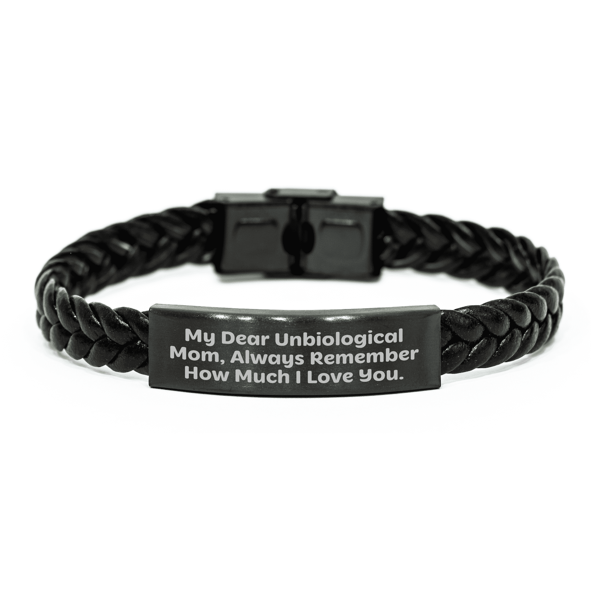 A Heartfelt Unbiological Mom Interlaced Leather Bracelet, Mothers Day ...