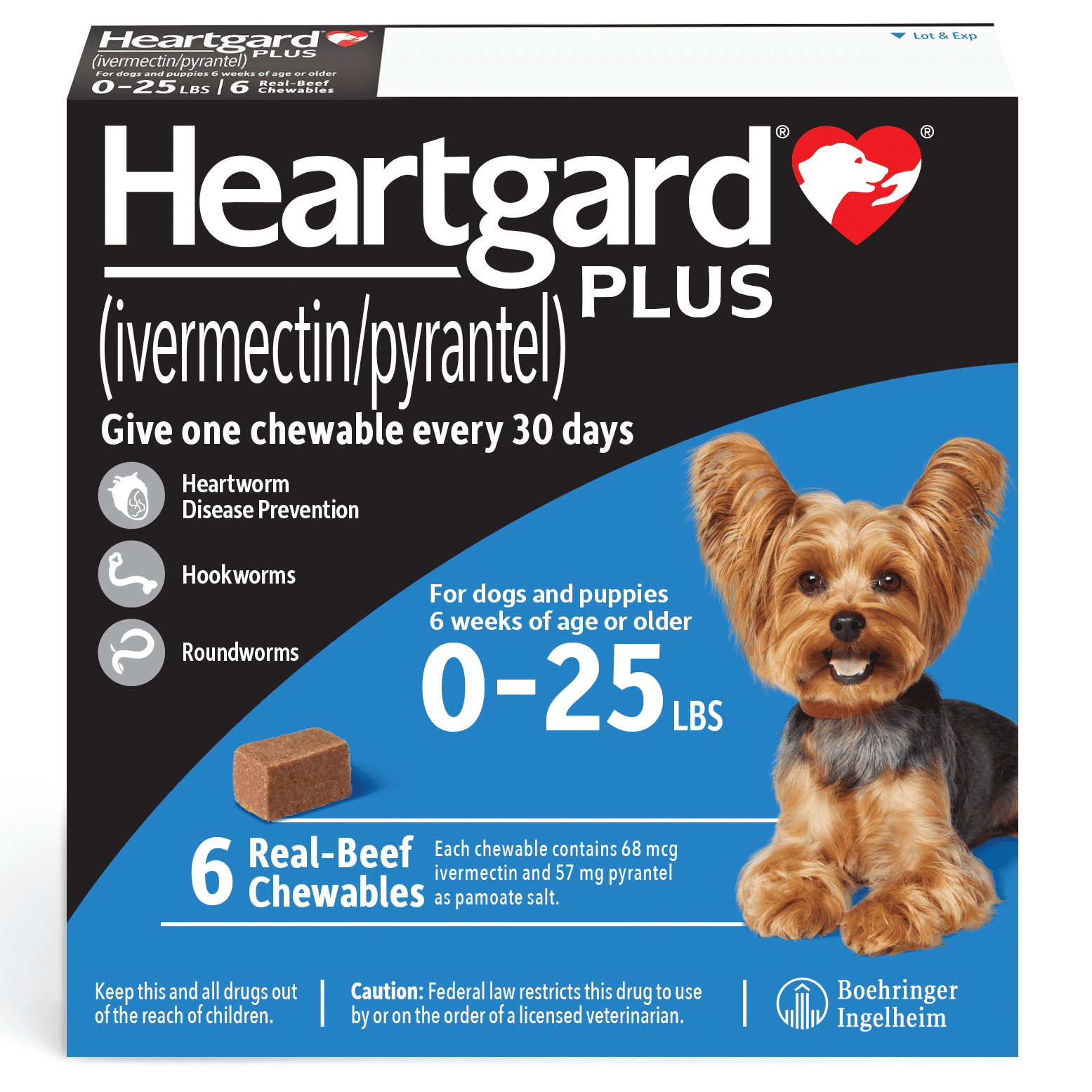 Heartgard Plus Chews for Dogs, 0-25lbs, (Blue Box) - Walmart.com