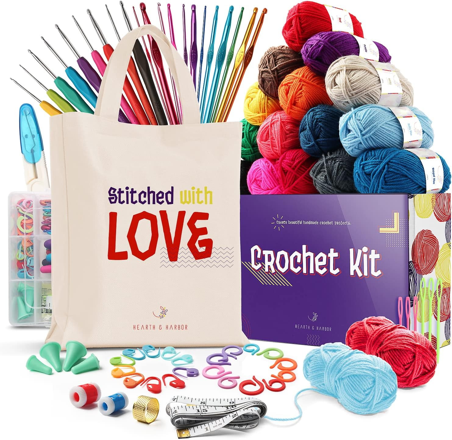 Hearth & Harbor Crochet Kit for Beginners Adults, Crochet Kits for ...