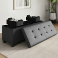 "Hearth & Harbor Large Gray Folding Storage Ottoman Bench, Faux Leather ...