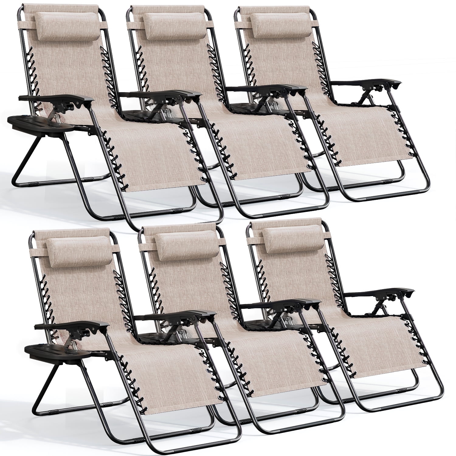 Hearth & Harbor Zero Gravity Chair Set of 6, Outdoor Lounge Chair Set ...