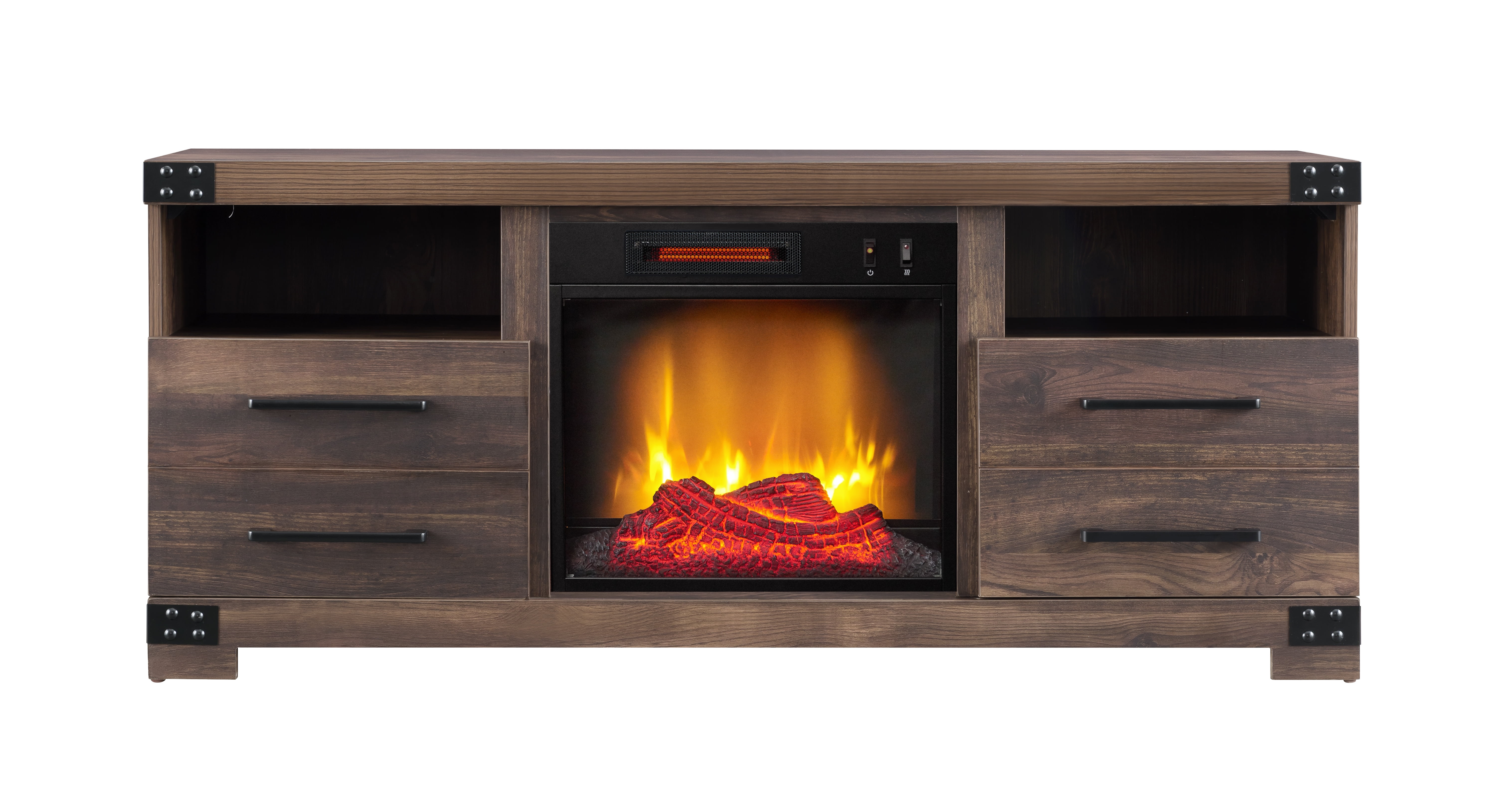 Hearth Pro 56" Media Electric Fireplace with Industrial Details SP6543 ...