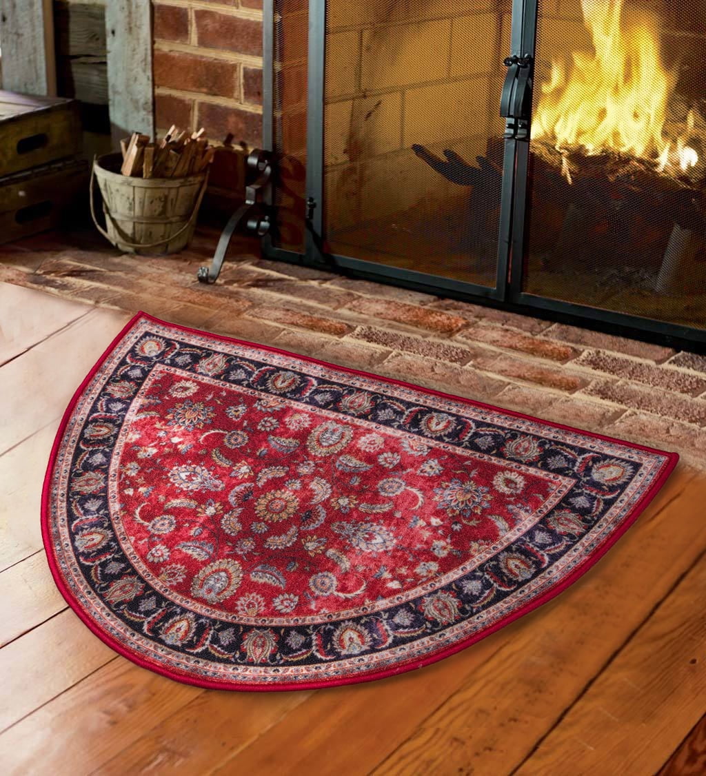Hearth Rug, Low Profile, 26"x 39" Fireplace Red, Half Circle, Fire ...