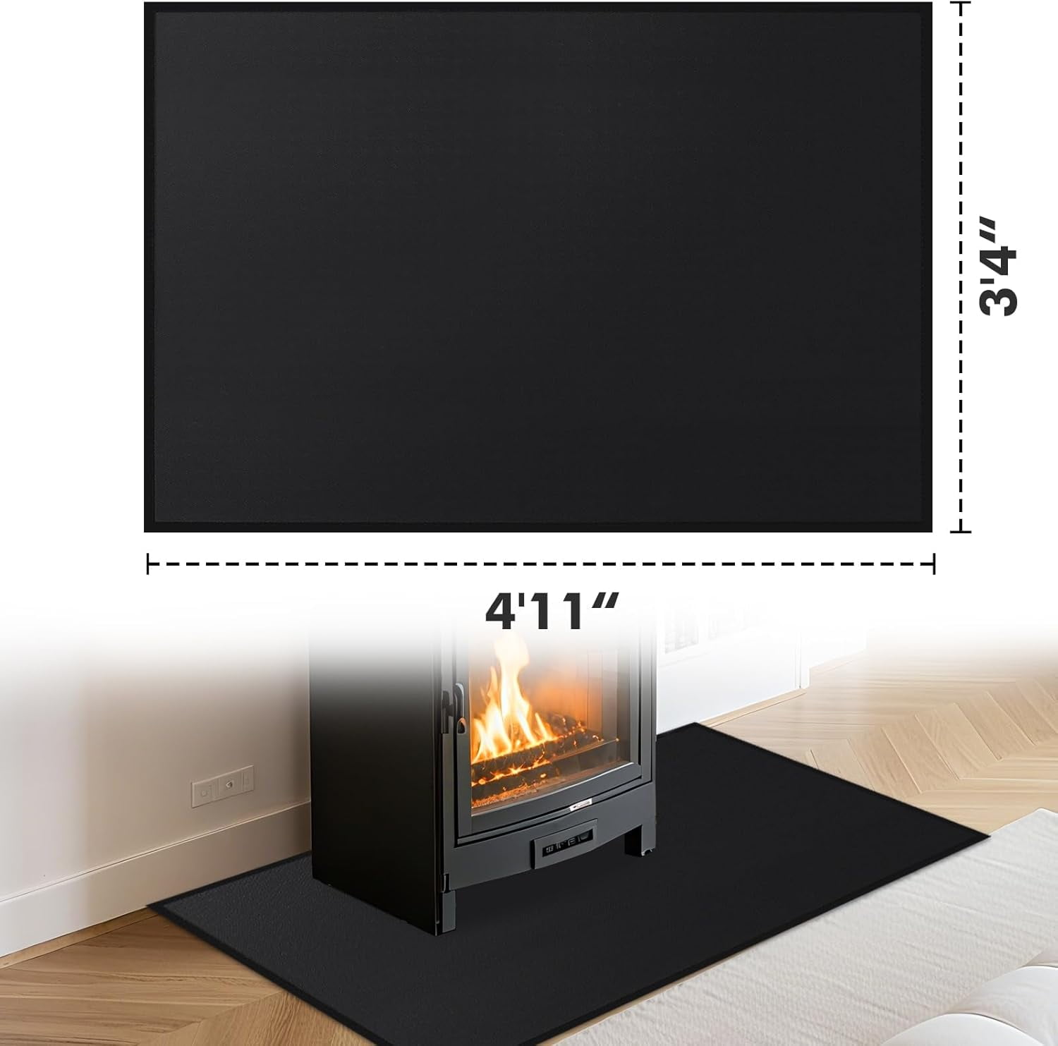 Hearth Rugs for Fireplaces Fire Resistant, 59 x 40 x 0.04 inch ...