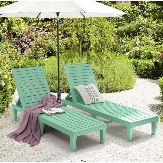 Hearth and Harbor Set of 2 Chaise Outdoor Lounge Chairs for Pool Chairs ...