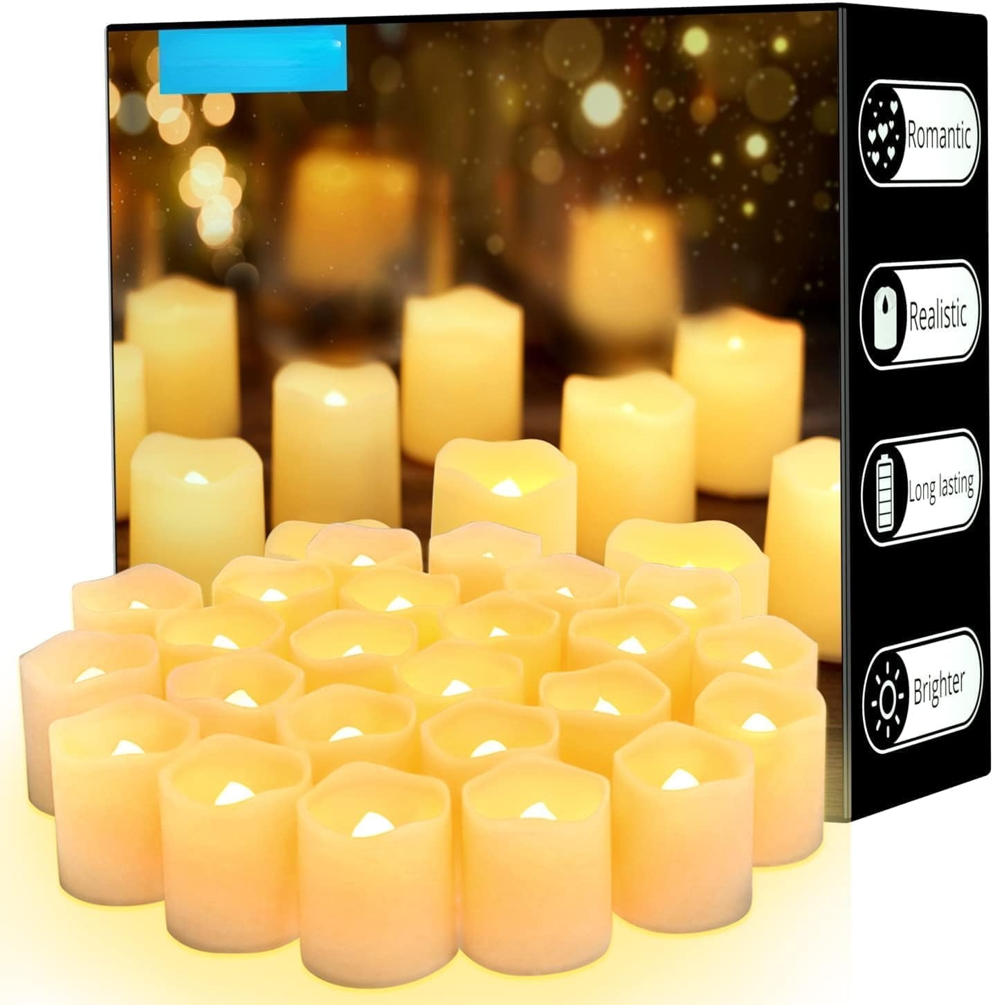 HearthHarmony Flameless Votive Candles,50 Pack Flickering Electric Fake ...