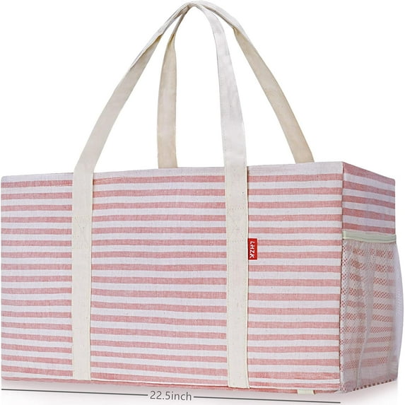 HearthHarmony Standing Extra Large Utility Tote Bag with Metal Wire ...