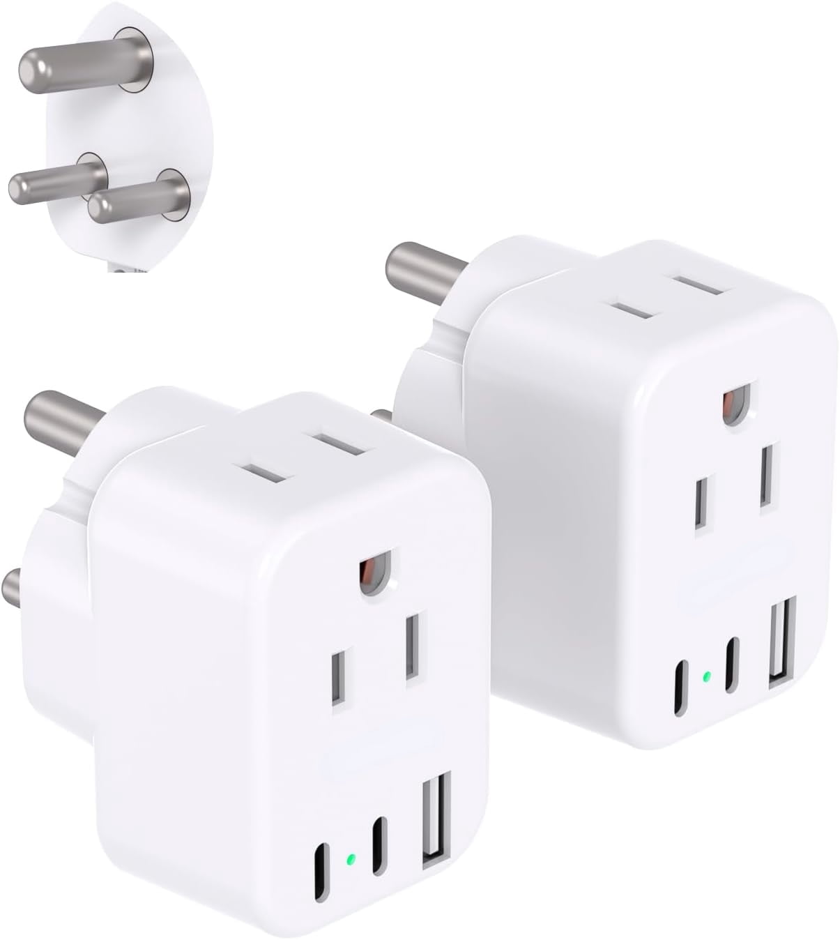 HearthHarmony US to India Plug Adapter,Type D Plug Adapter with 2 ...