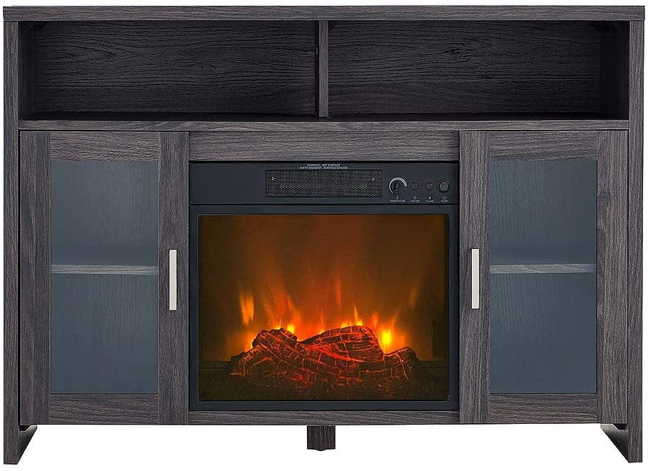 HearthPro Nate Electric Fireplace TV Stand, Media Console - Charcoal ...