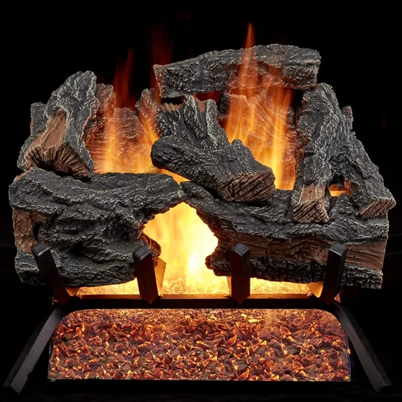 HearthSense Vented Gas Log Set with Remote Control Kit - 18 in., 45,000 ...
