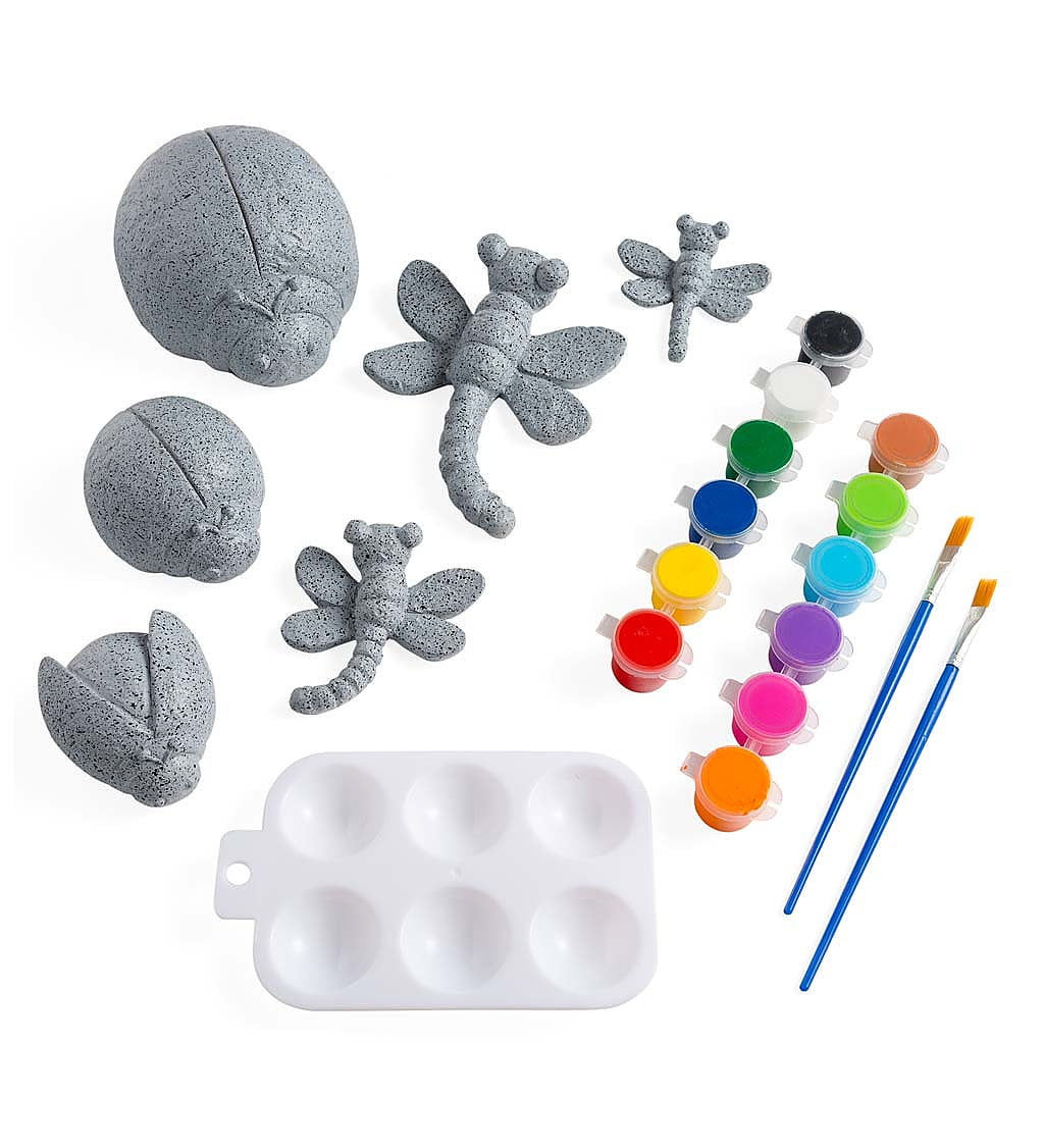 HearthSong Kids Crafts Art Set, Paint-Your-Own Rocks Kit with Ladybugs ...