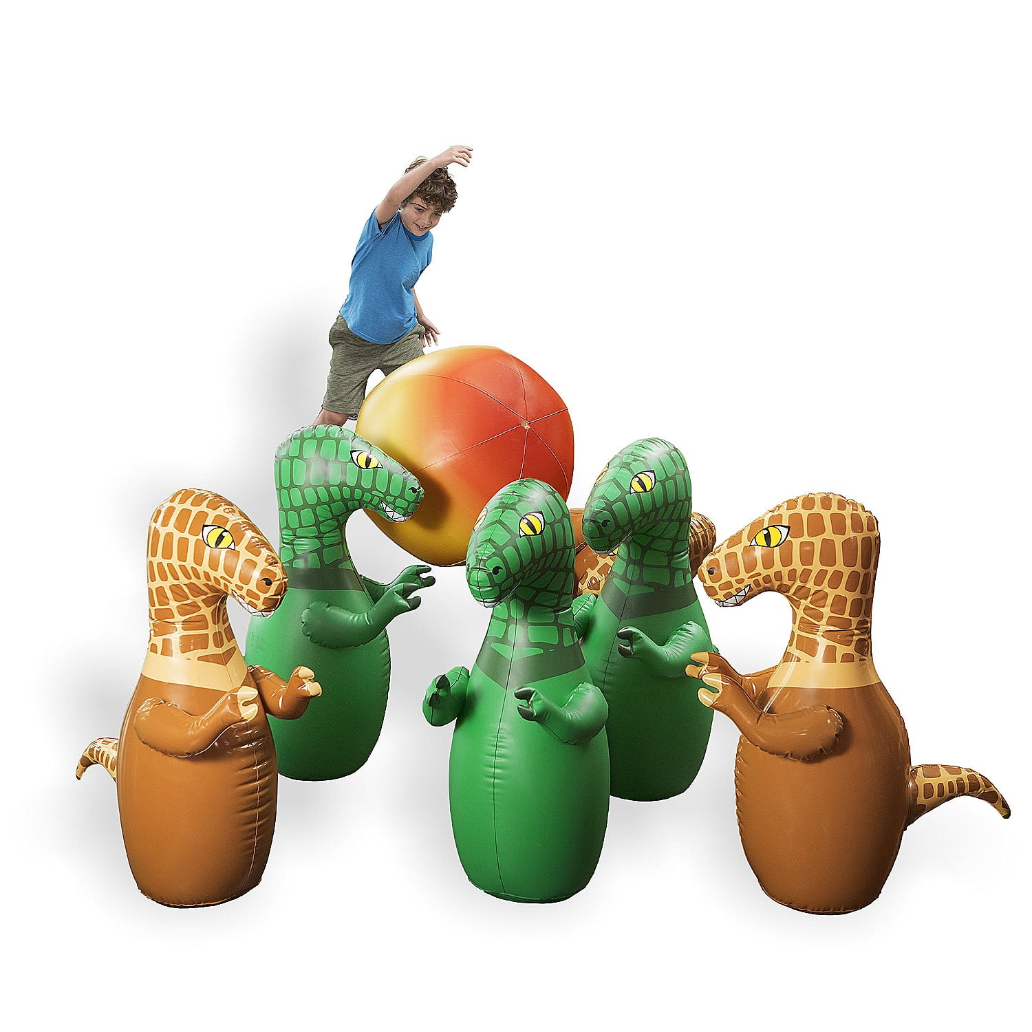 HearthSong Giant Inflatable Dinosaur Bowling Game with Six 30 Inch ...