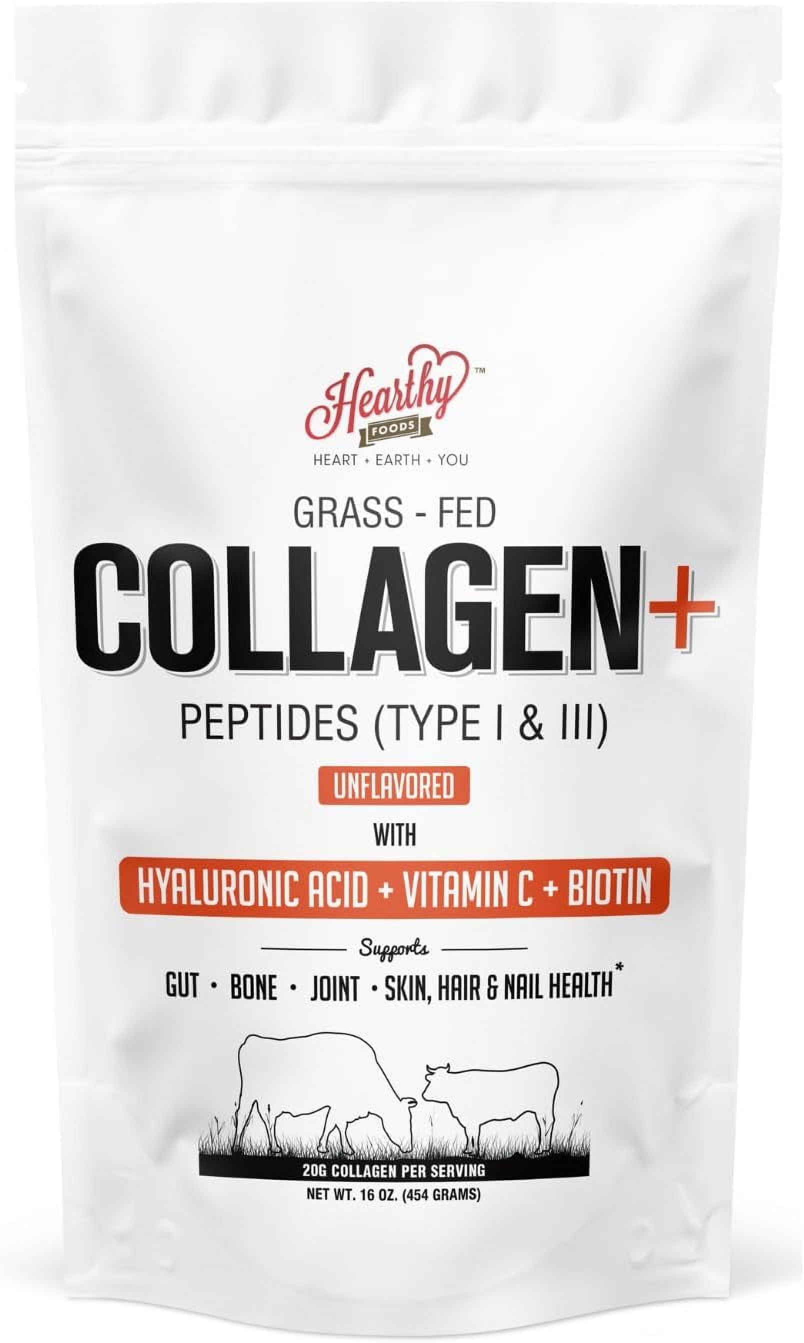 Hearthy Foods Collagen Plus Powder - 16 oz - Protein, Hydrolyzed ...