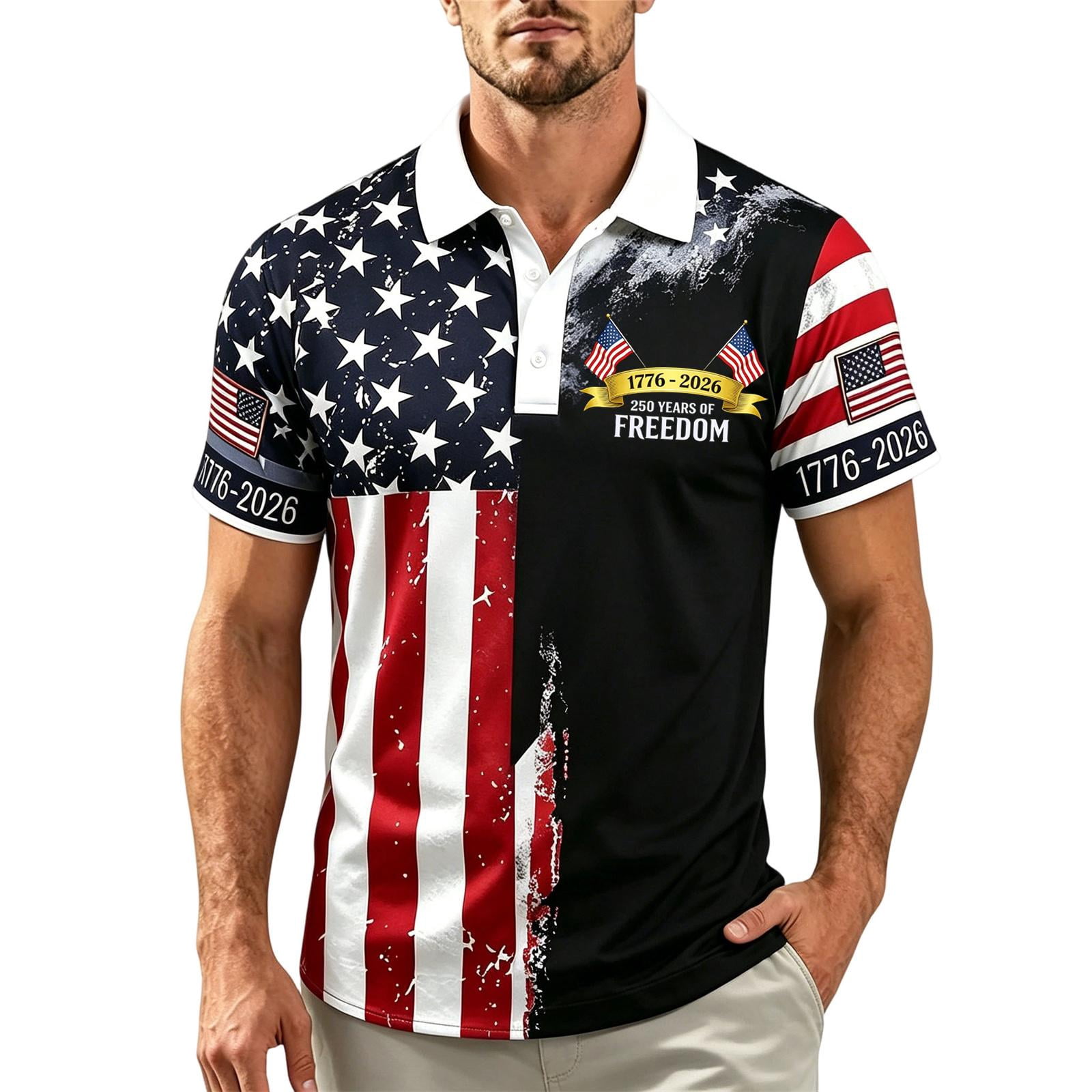Hearthz 1776-2026 250th Anniversary USA Men's Polo Shirts We the People ...
