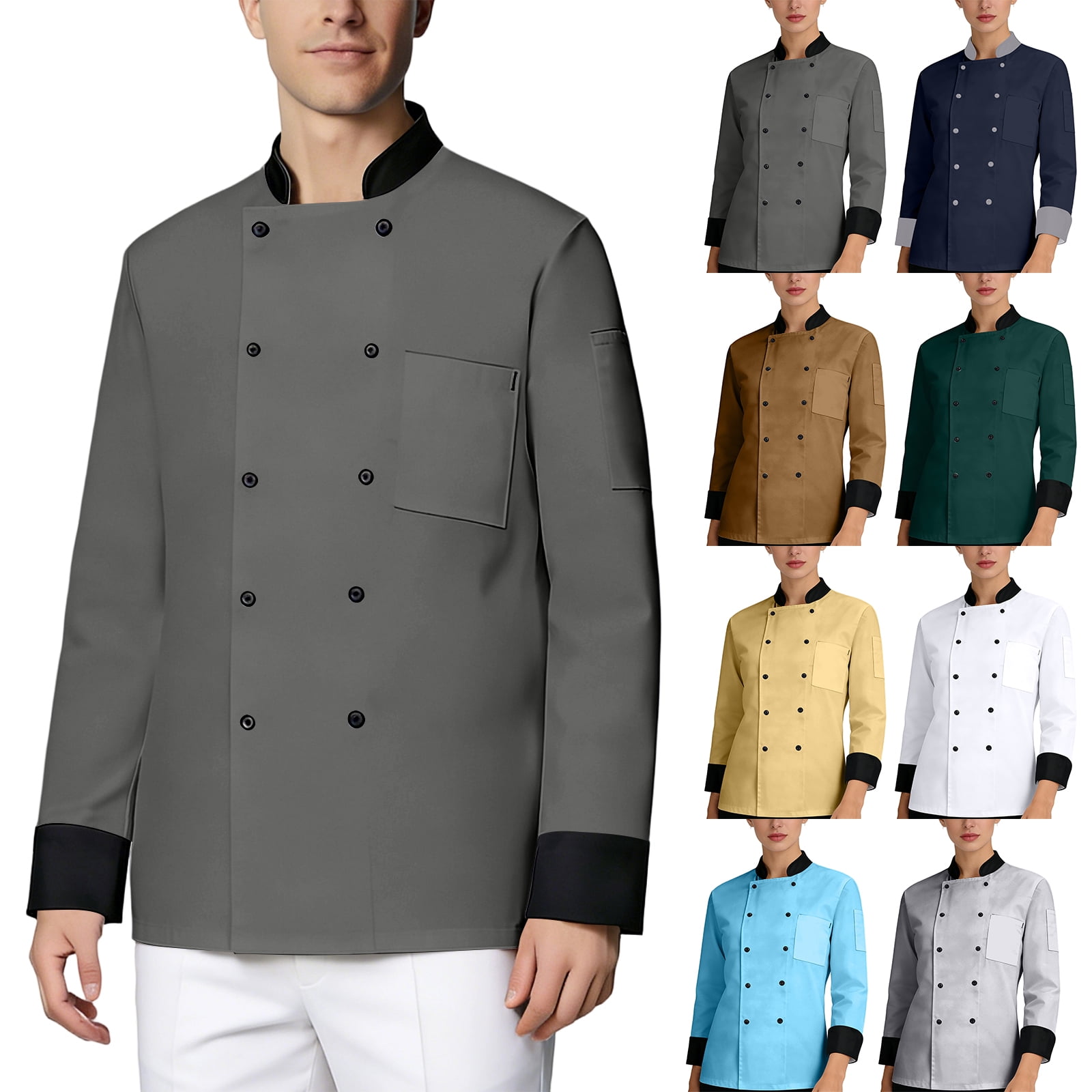 Hearthz Chef Jacket for Men and Women Long Sleeves Men's Chef Coat ...