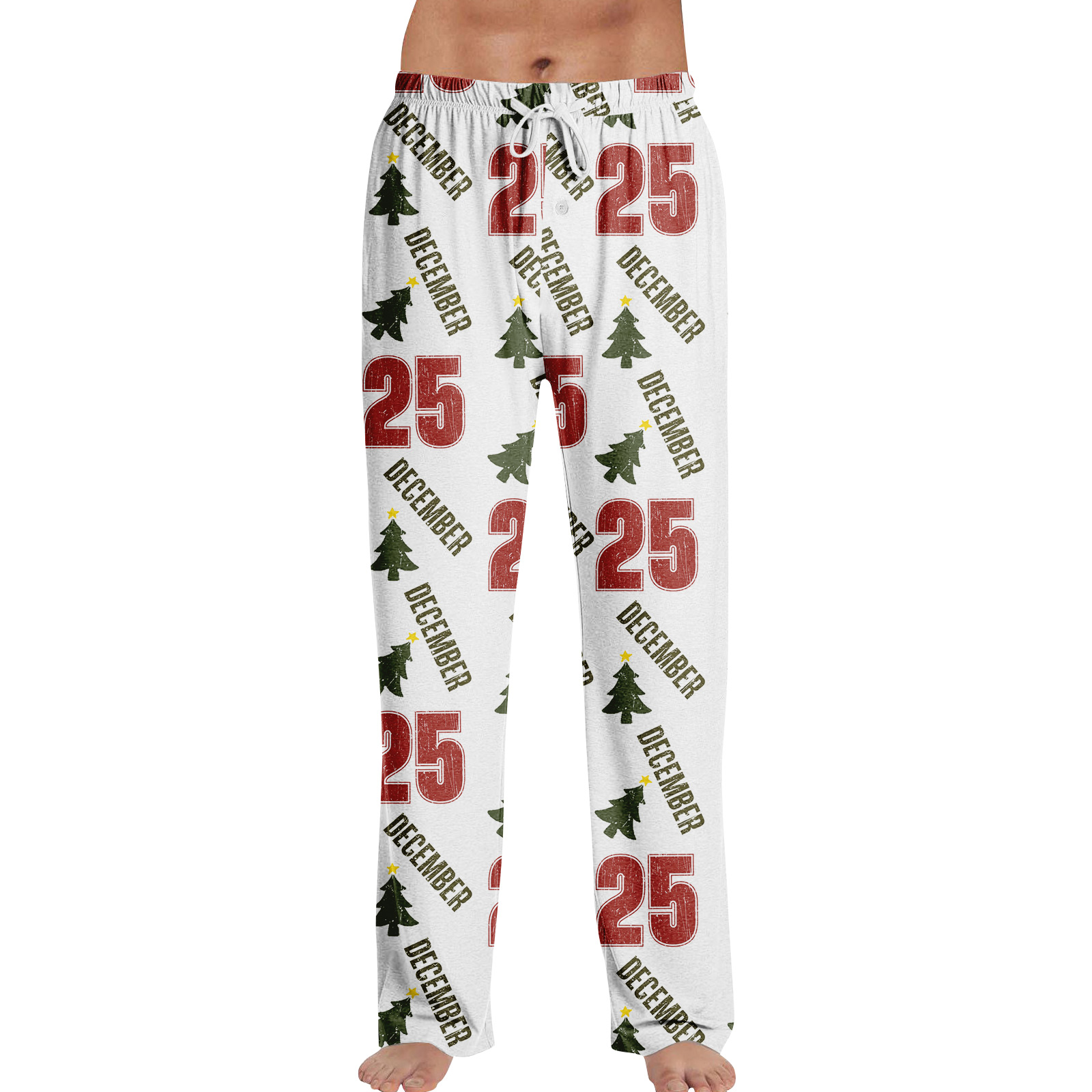 Hearthz Christmas Pants Men December 25 Retro Pj Pants Men Drawstring ...